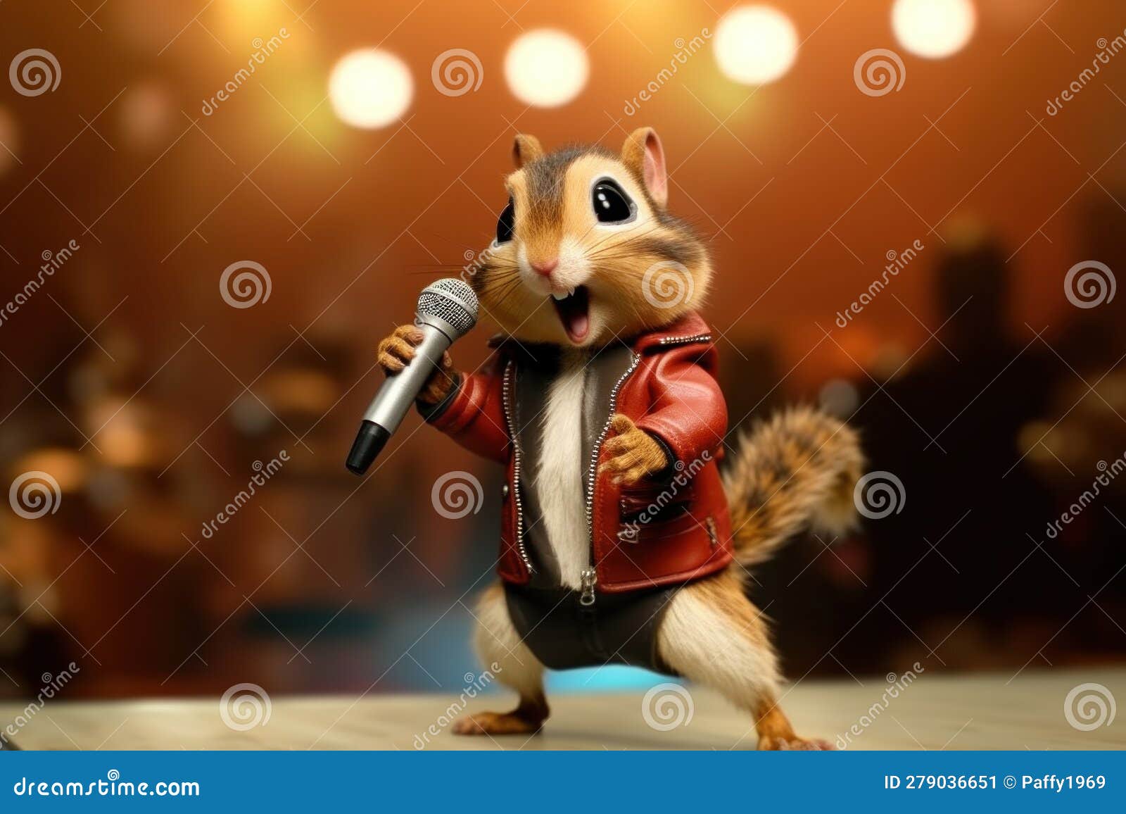 Chipmunk As a Rock Star Singer, Performing on Stage Stock Illustration ...