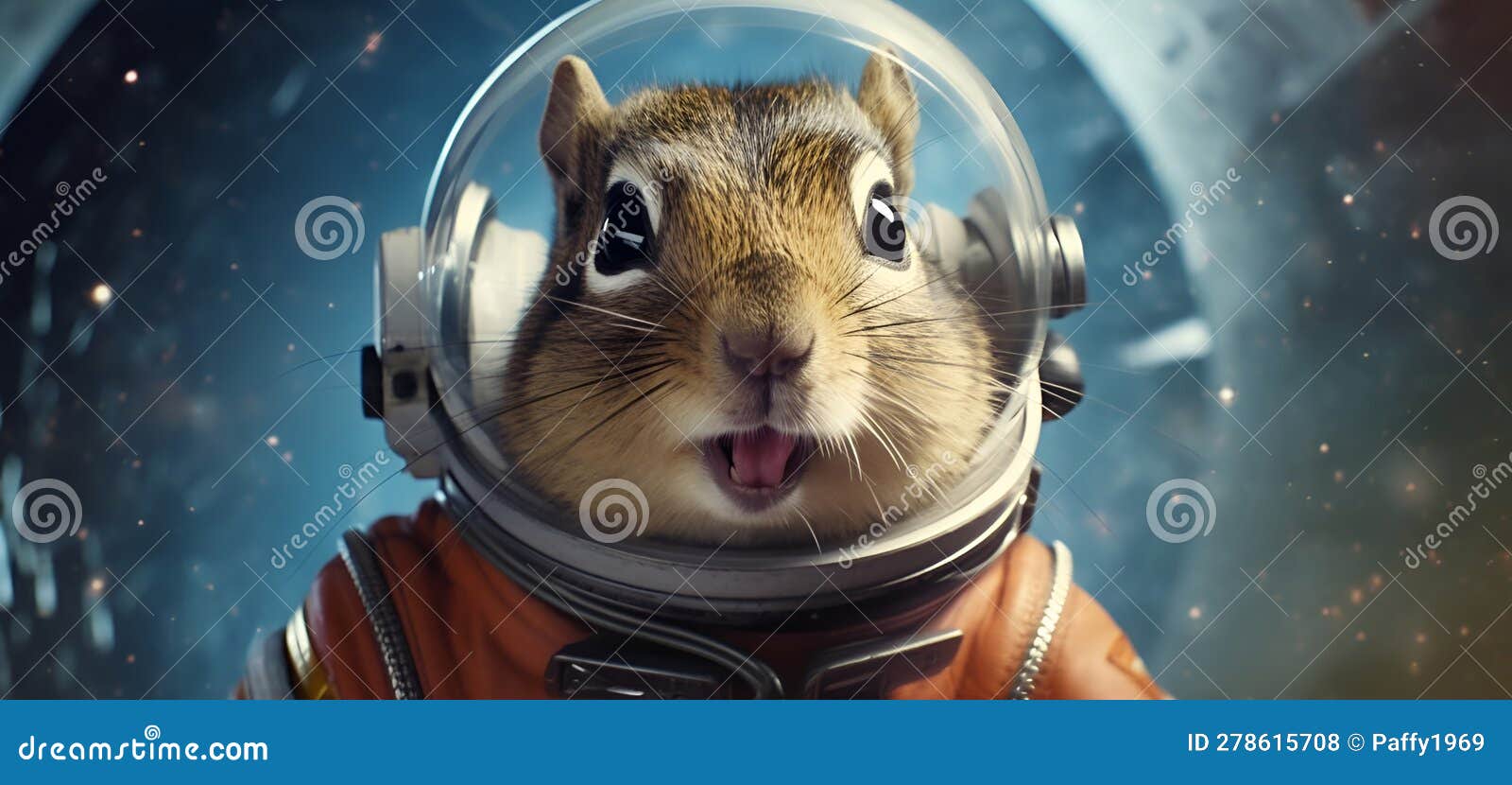 Chipmunk Astronaut in Space with Stars Behind Stock Illustration - Illustration of orbit, star ...