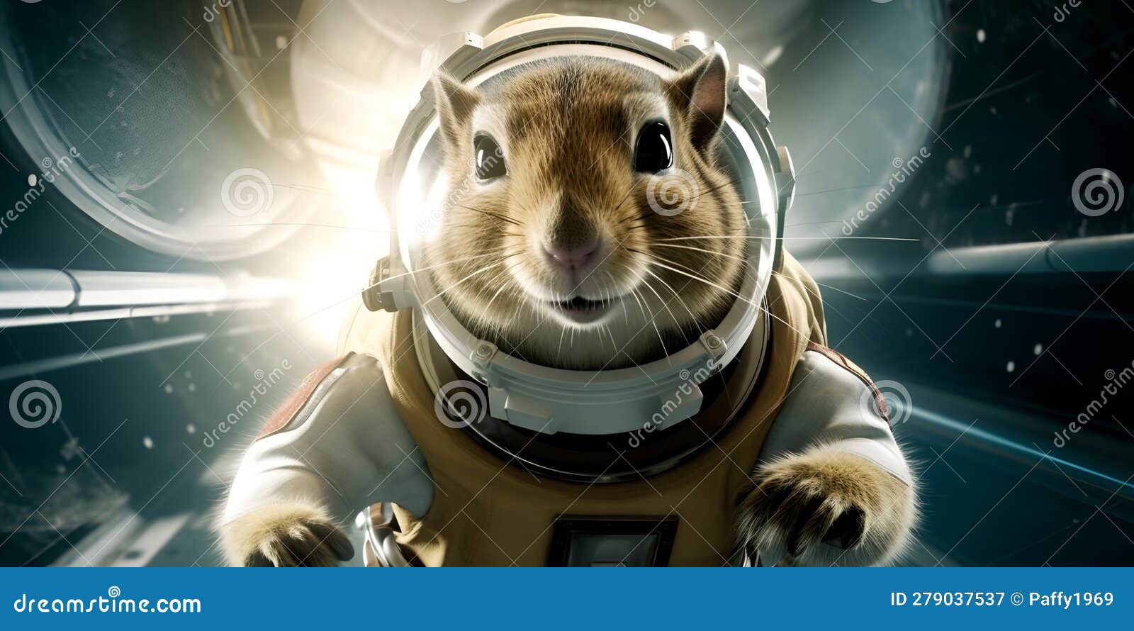 Chipmunk Character Astronaut Inside Space Station Stock Illustration ...
