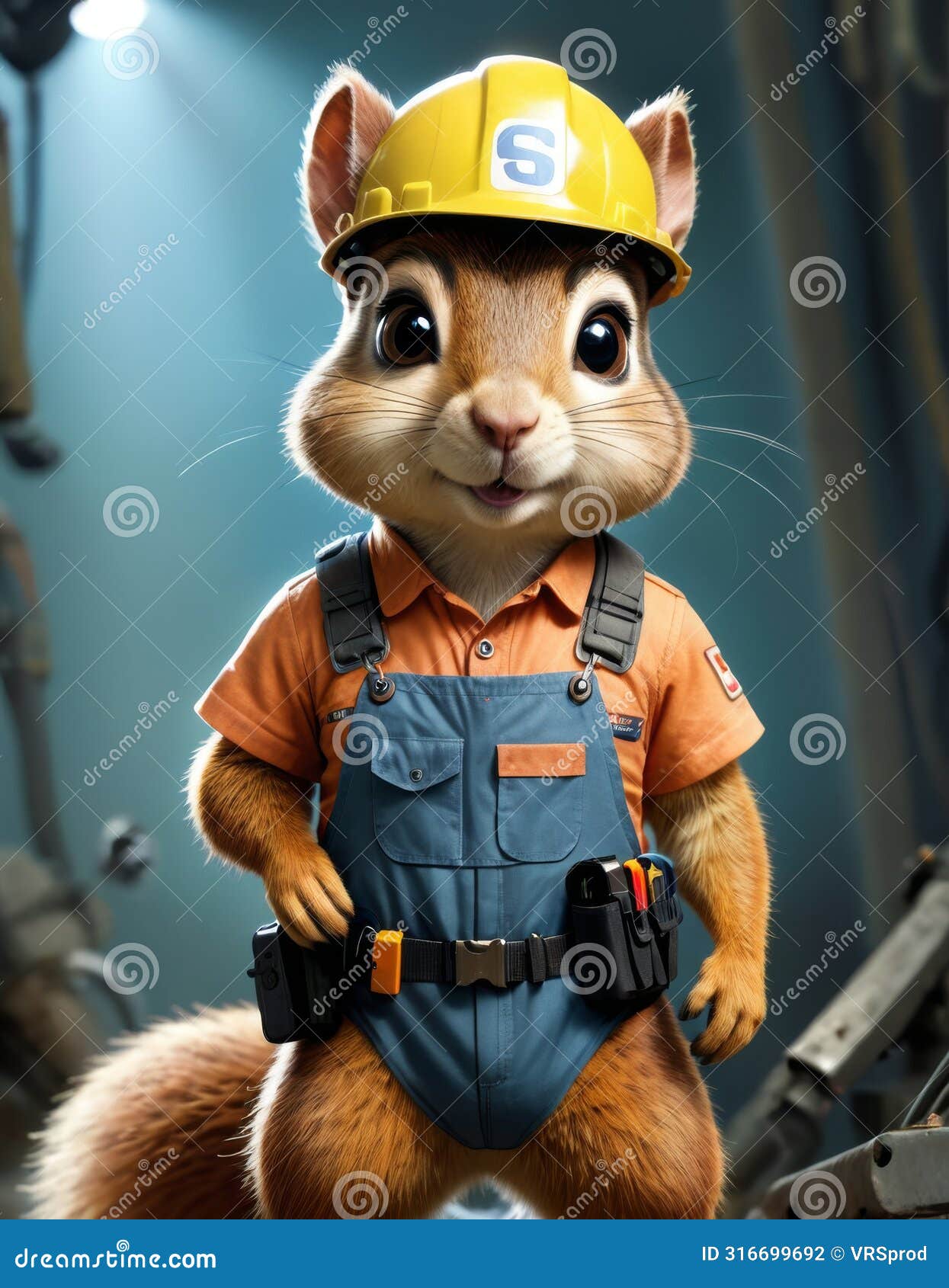Chipmunk Construction Worker on Site Stock Illustration - Illustration of site, cute: 316699692