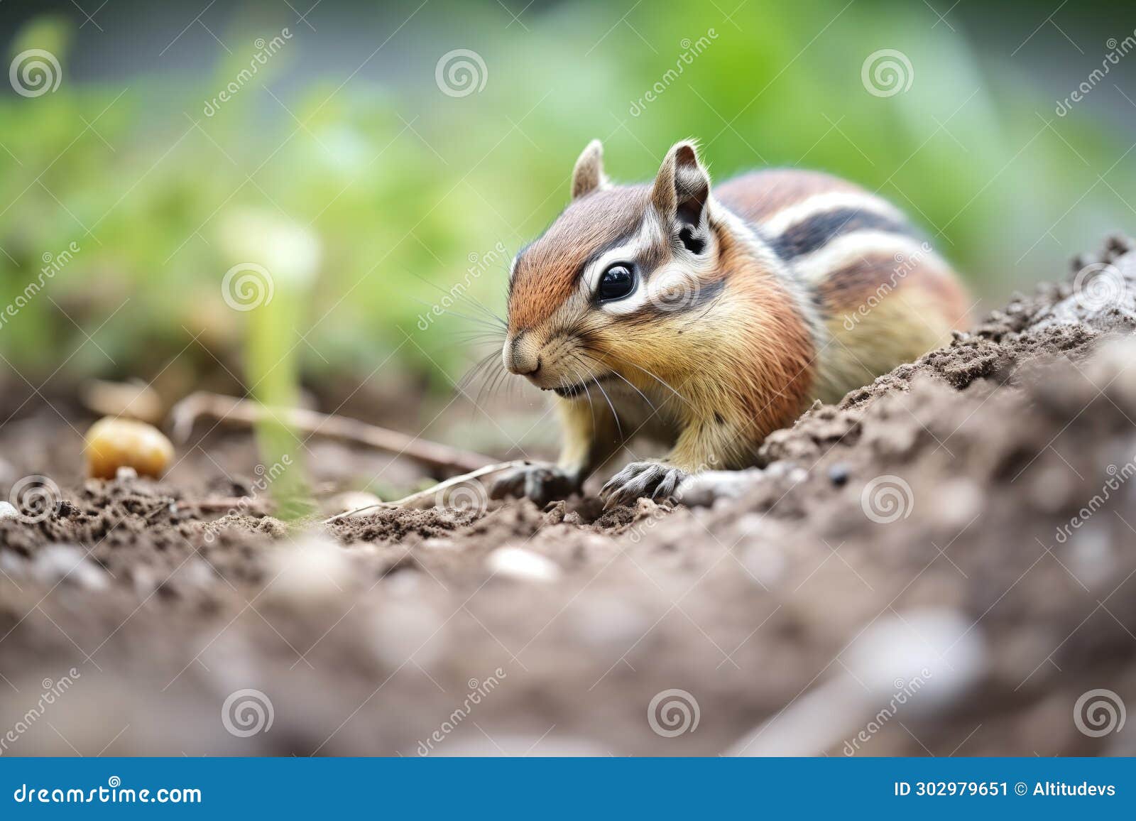 Chipmunk Digging a Burrow To Store Nuts Stock Illustration ...