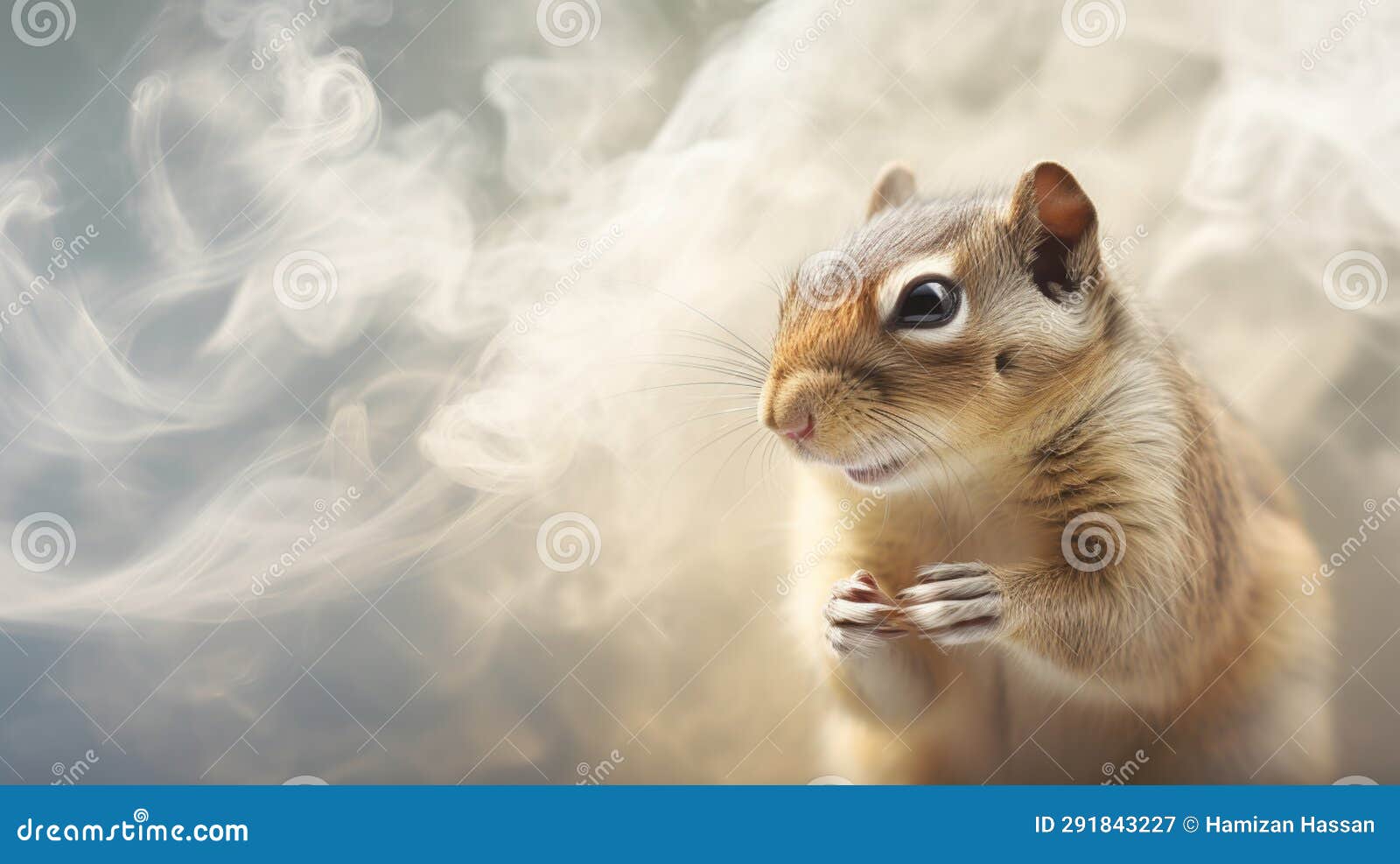 A Chipmunk Emerges from Light Brown Smoke, Its Tiny Form Framed by the ...