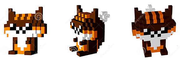 Chipmunk Icons 3D Pixel Art for Design Project Stock Vector ...