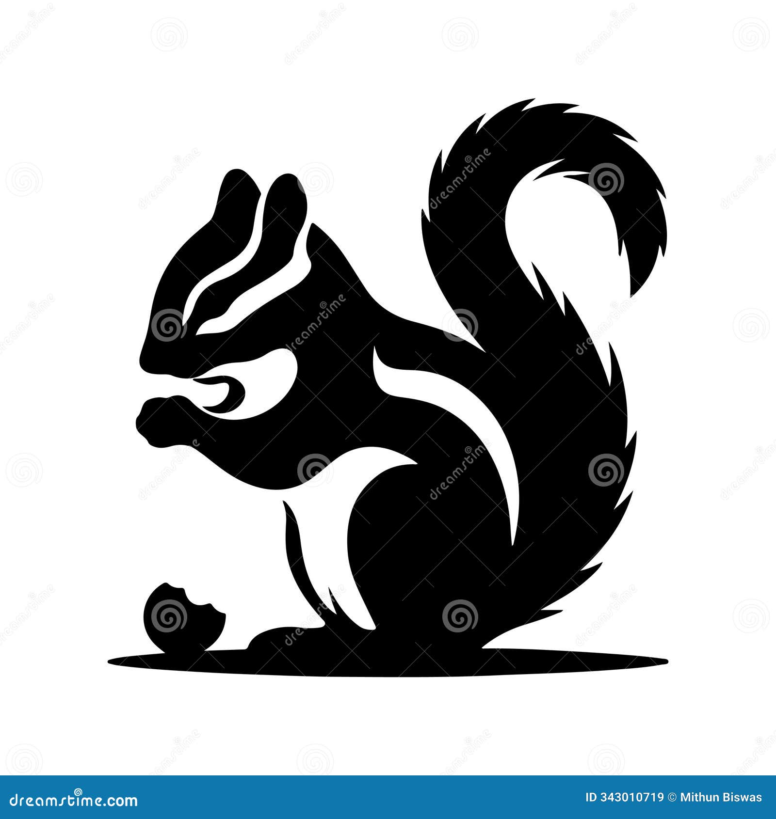 Chipmunk Silhouette Vector Art Illustration. Stock Illustration ...