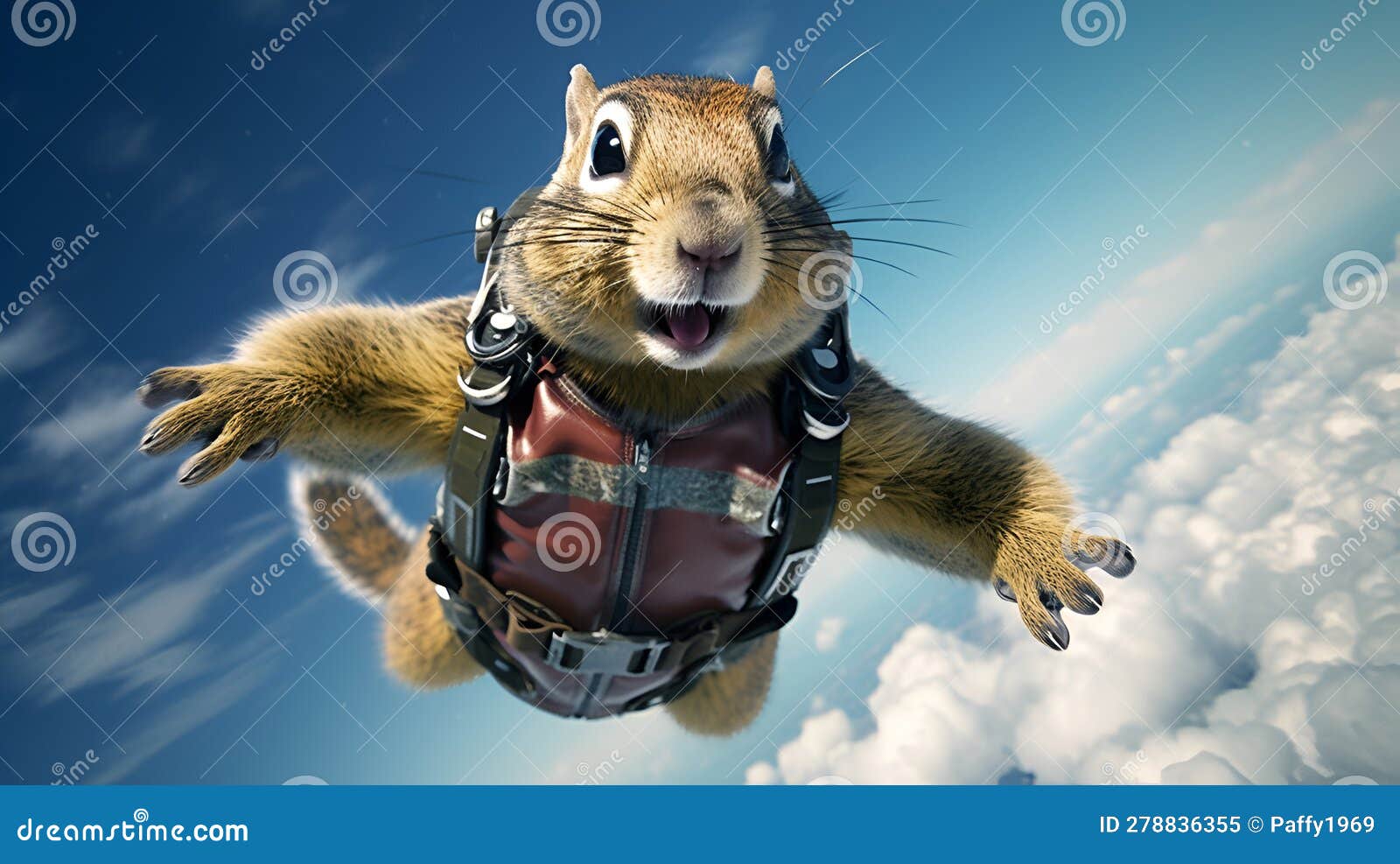 Chipmunk Sky Diving. Motion Blur Stock Illustration - Illustration of ...