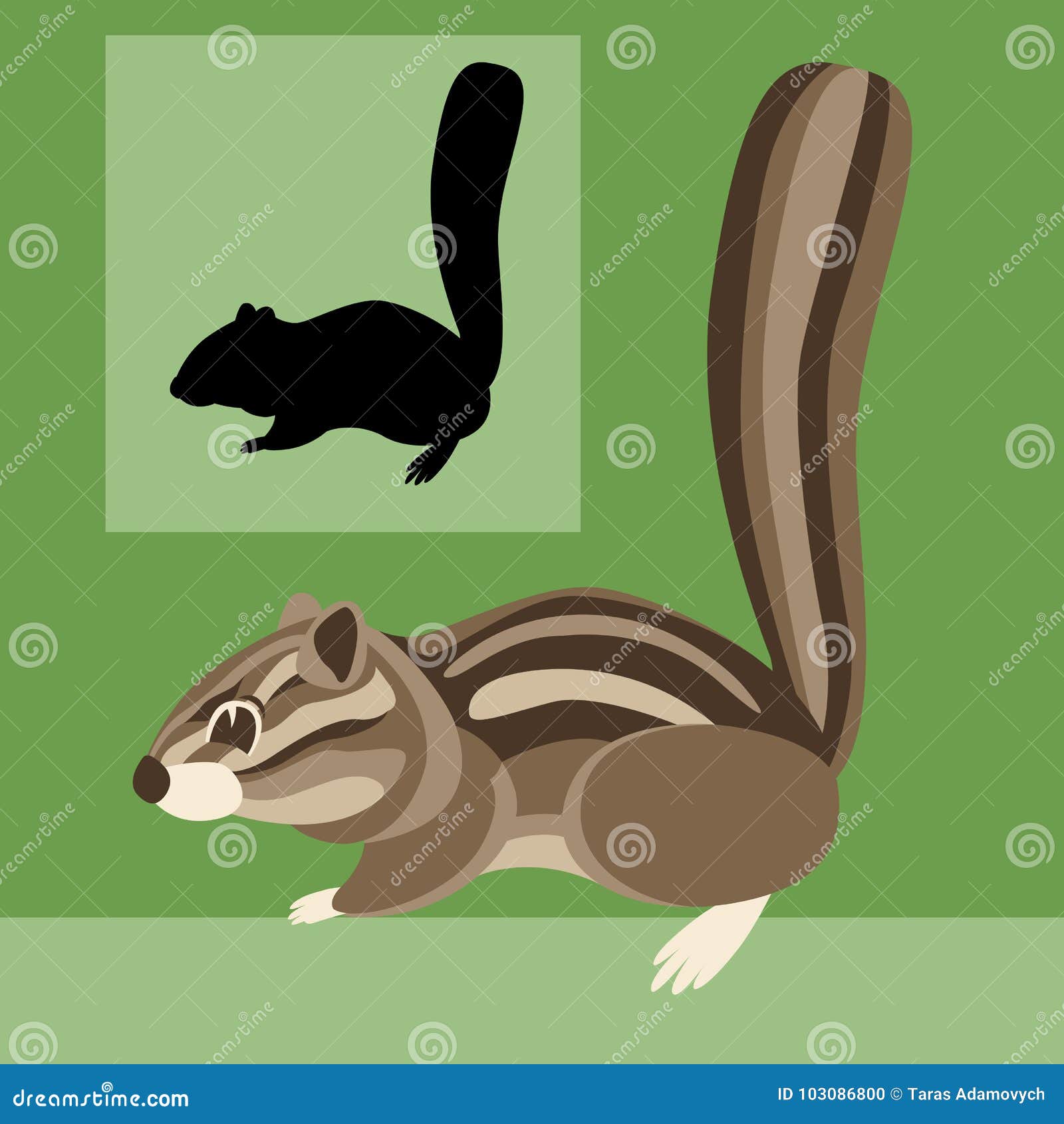 Chipmunk Vector Illustration Flat Style Black Silhouette Set Profile ...