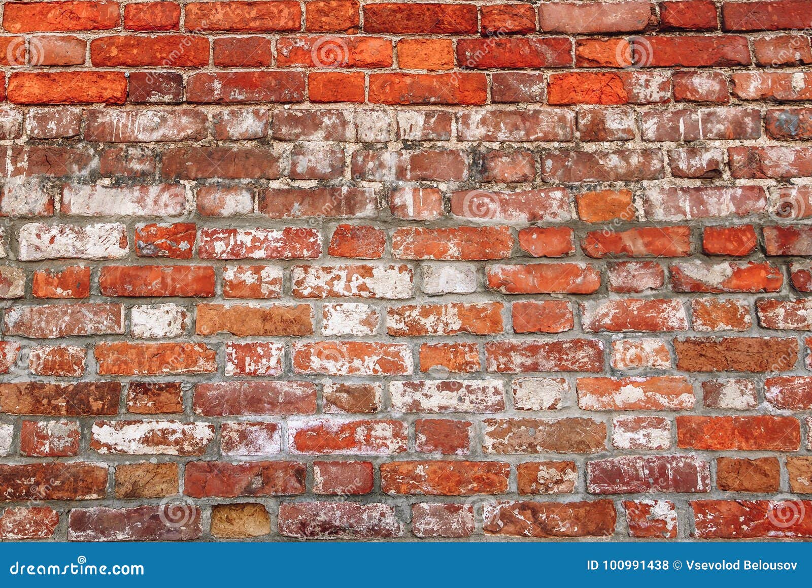 Chipped Brick Wall. stock photo. Image of background - 100991438