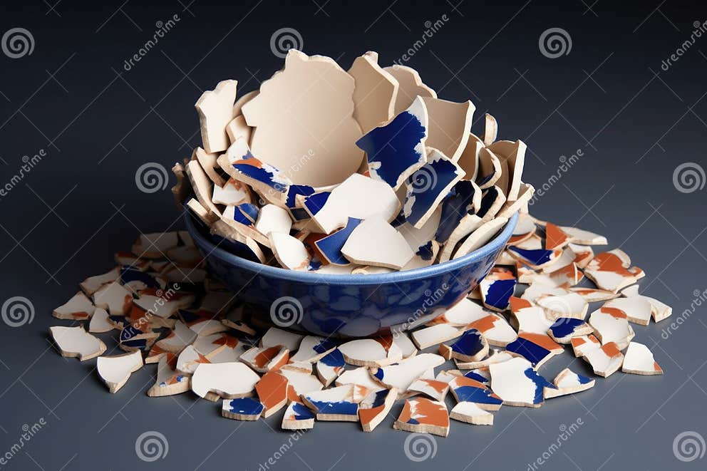 Chipped Ceramic Pieces Arranged for Reassembly Stock Photo - Image of ...