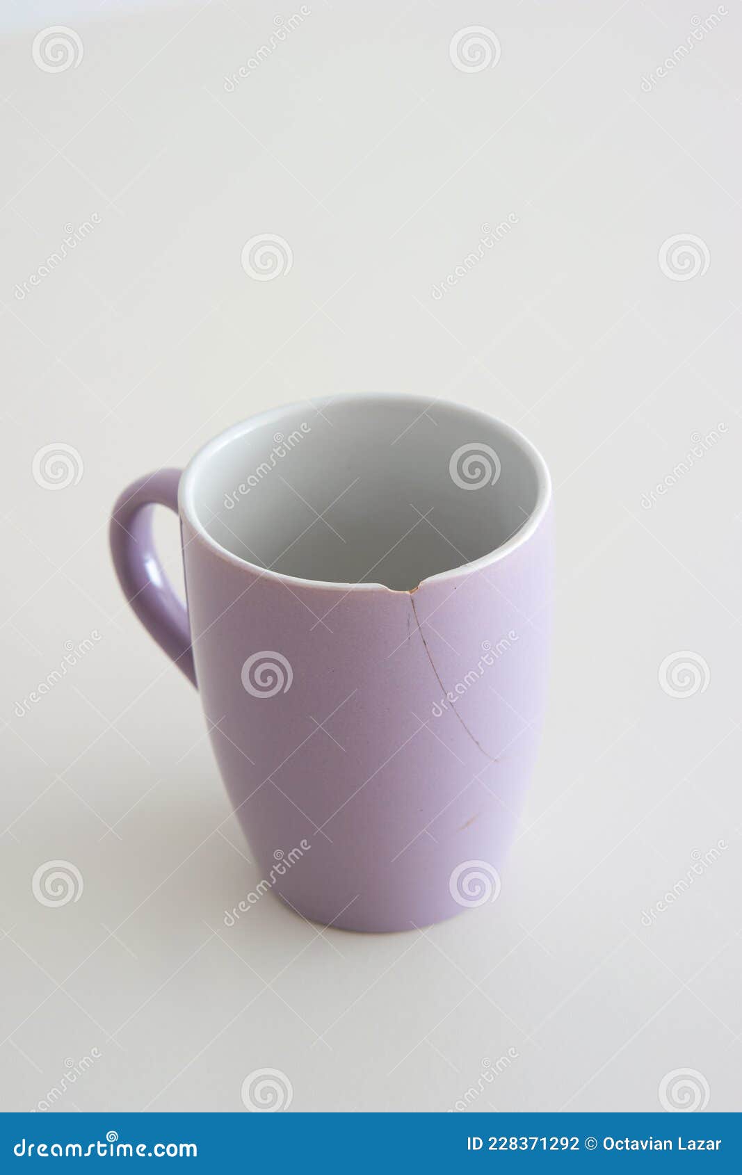 Chipped Coffee Mug on White Background, Shallow Depth of Field Stock ...