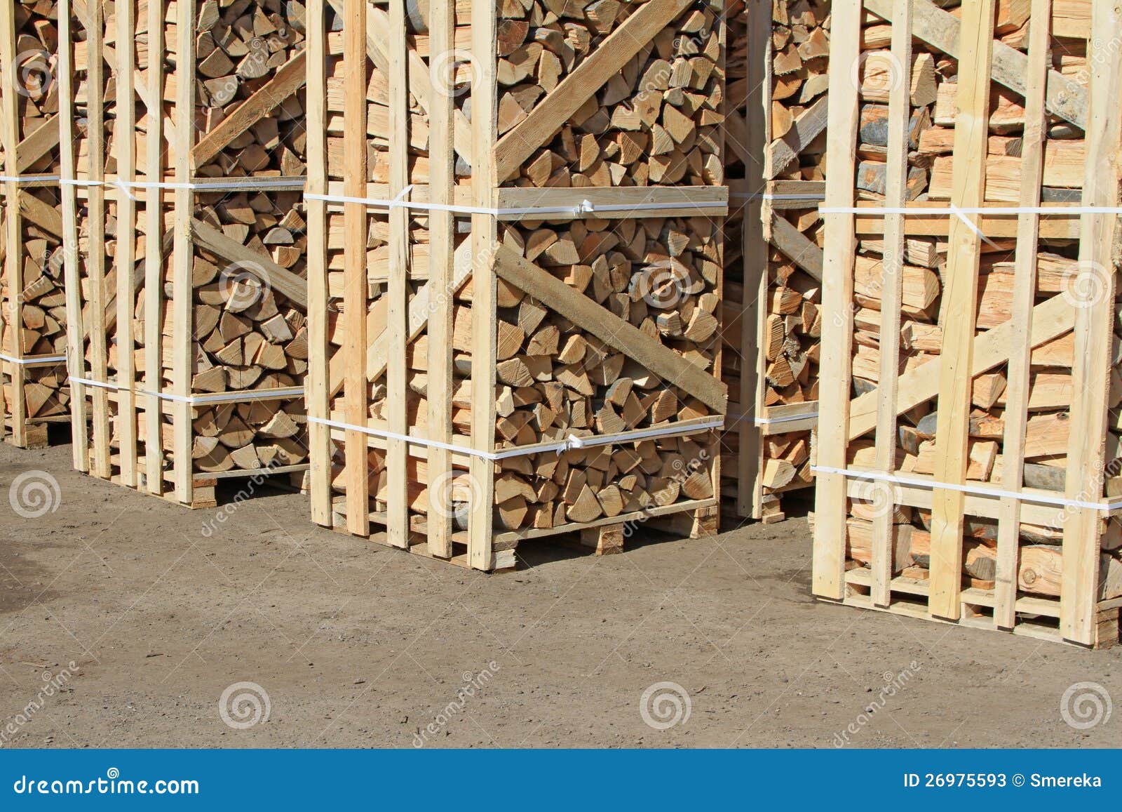 Chipped Fire Wood in Packing on Pallets Stock Image - Image of blocking ...