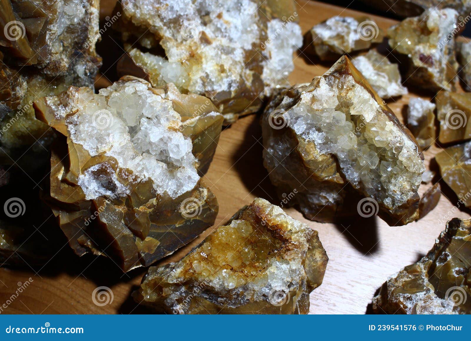 Chipped Flint Boulder with Quartz Geode Stock Photo - Image of nature ...