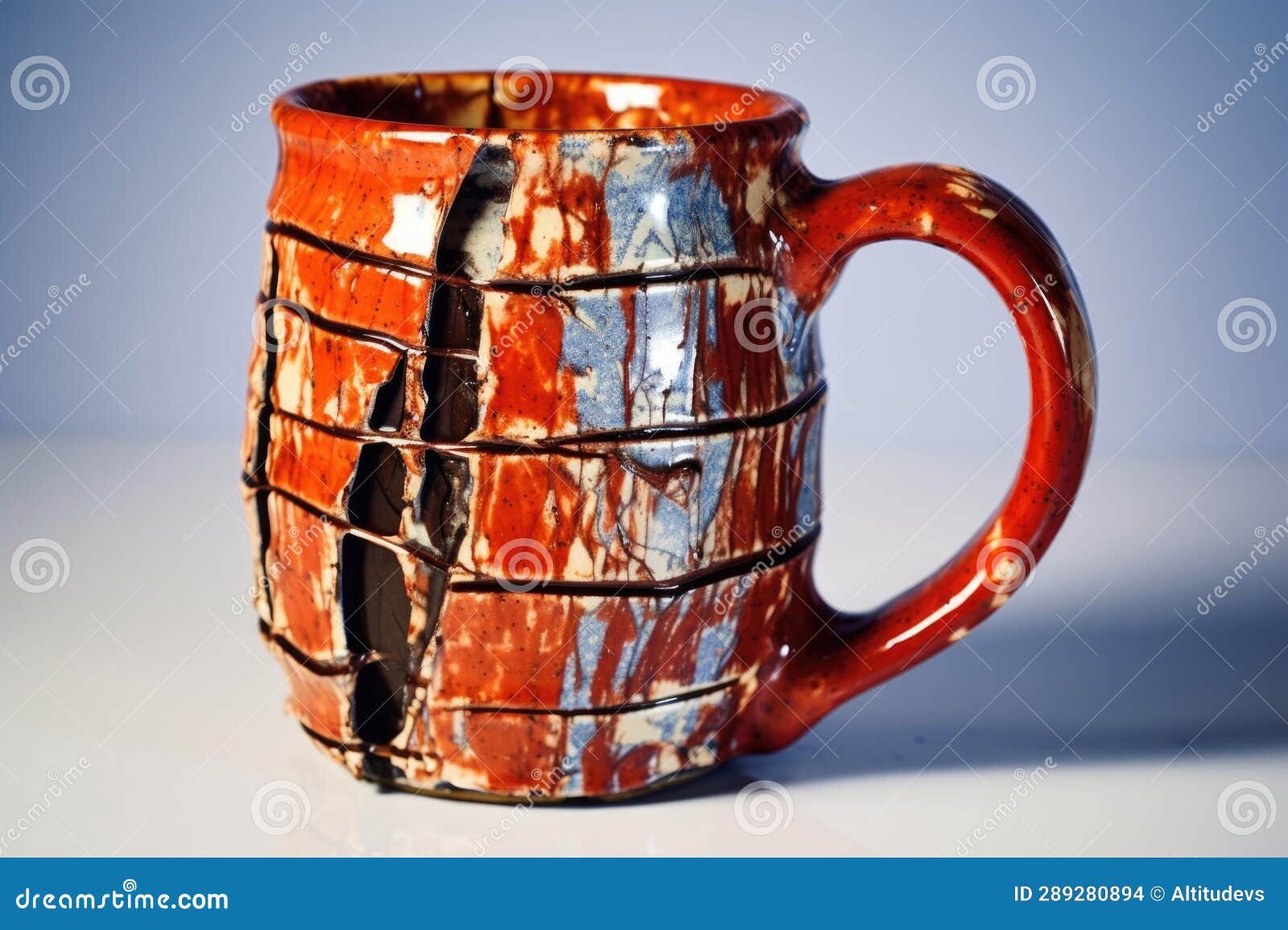 Chipped Mug with a Label Saying Handle with Care Stock Photo - Image of ...