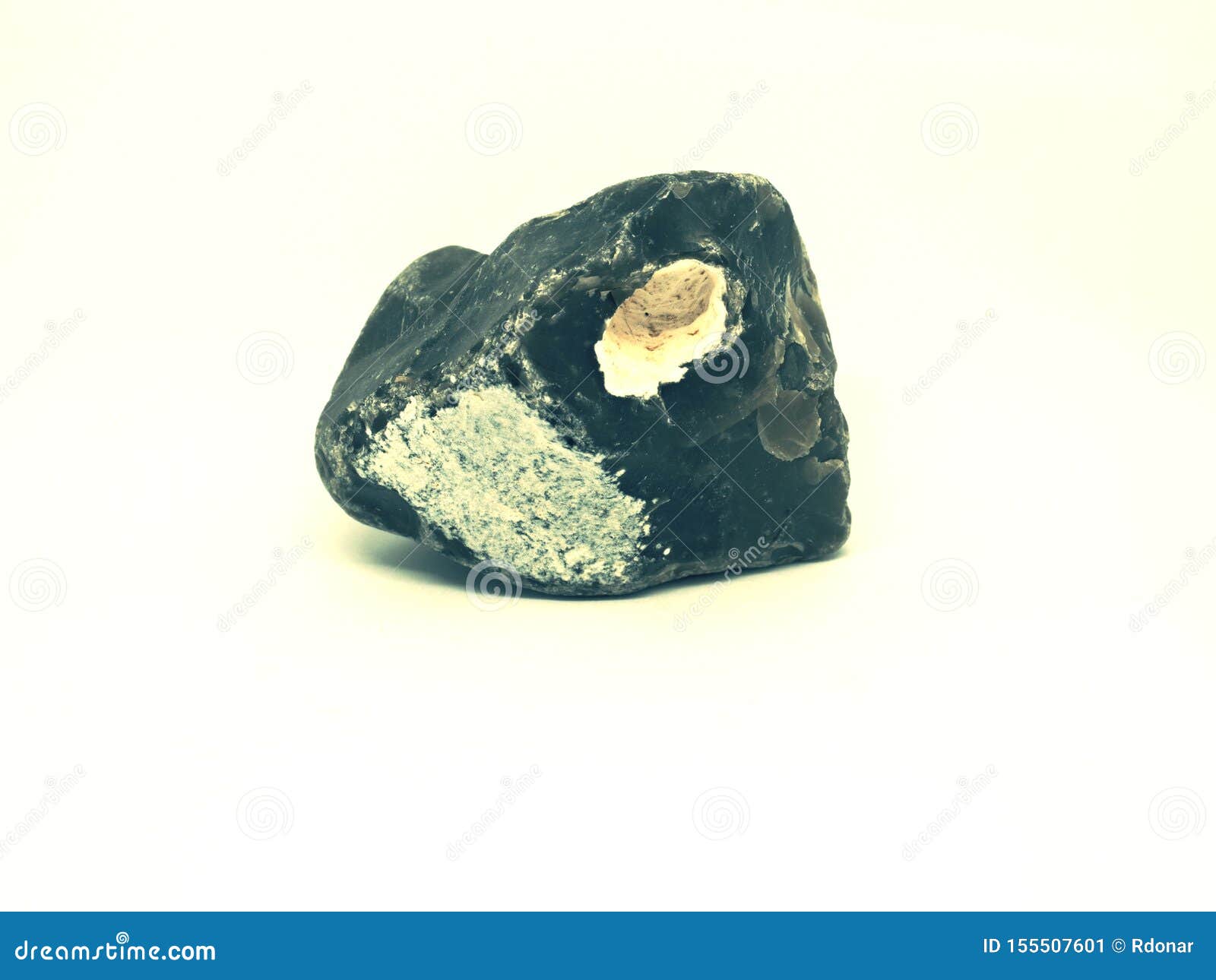 Chipped Obsidian Stone With Cavity Inside, Sharp Cracks Flint Stock ...