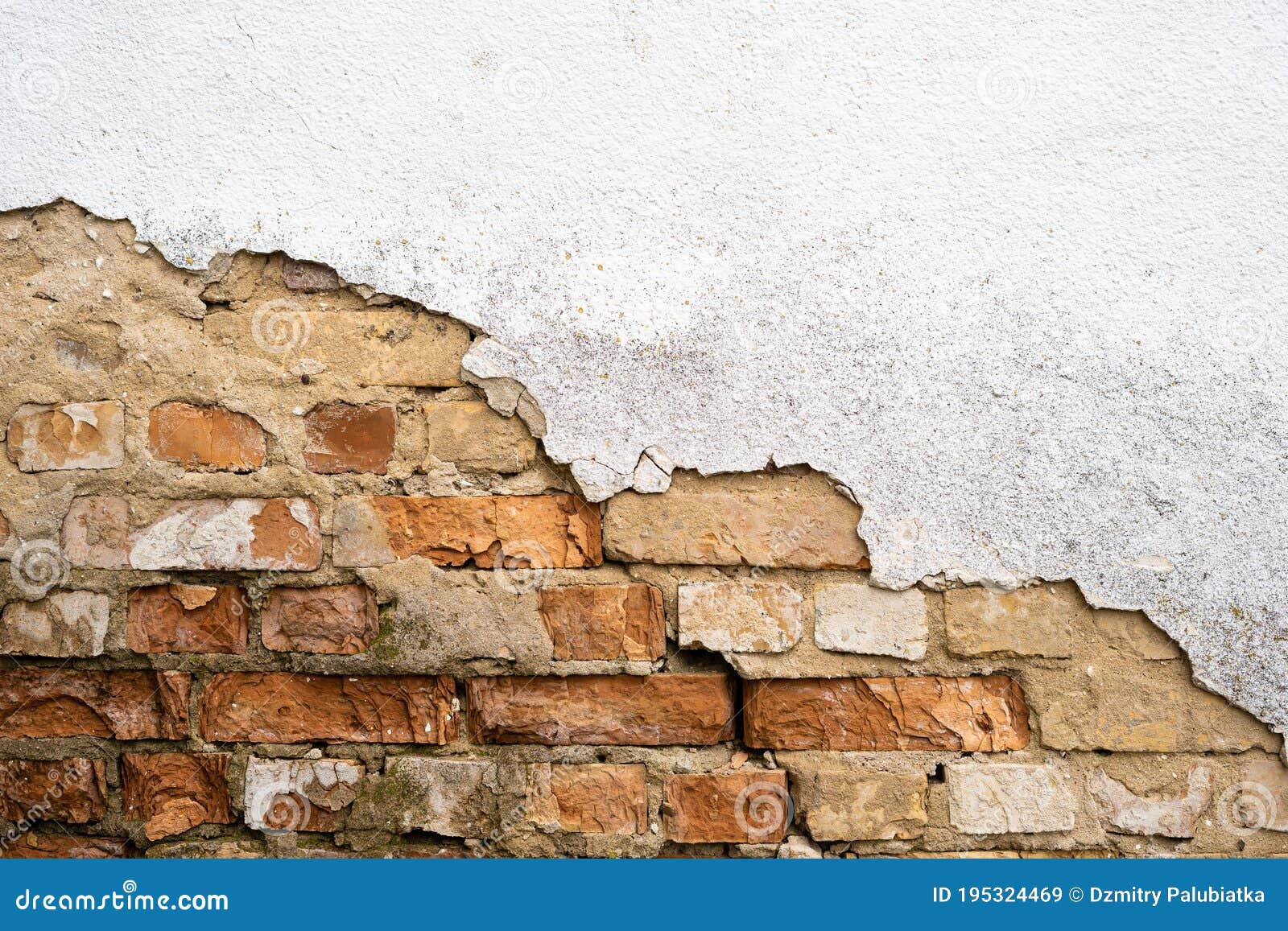 Chipped Plaster from the Wall and Visible Brickwork Stock Image - Image ...