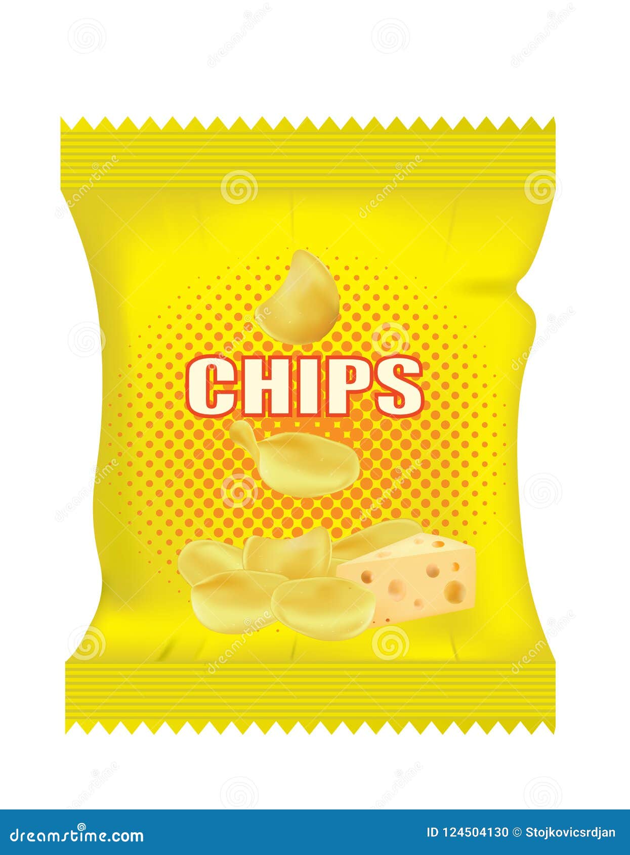 Chips with Cheese Package Design Stock Vector - Illustration of icon ...