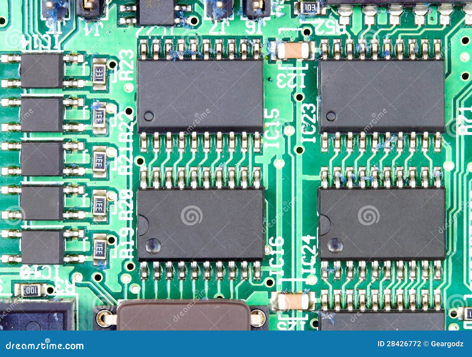 Chips and Components with Circuit Board Stock Photo - Image of backdrop ...