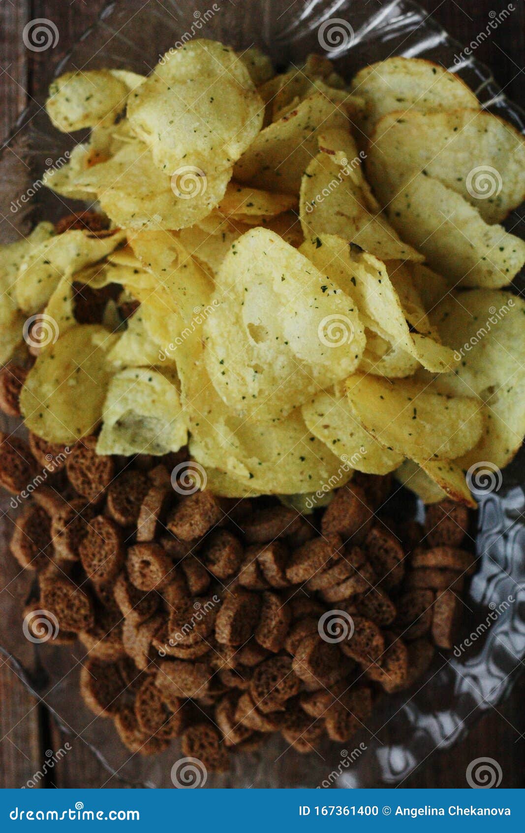 Chips and Crackers on the Table Macro Stock Photo - Image of potatoes ...