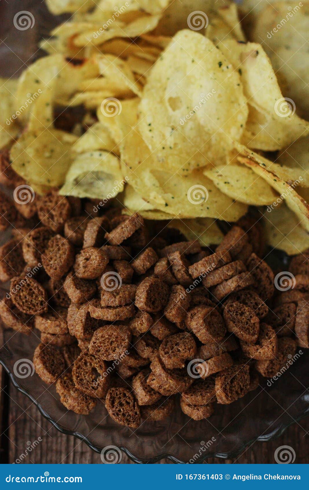 Chips and Crackers on the Table Macro Stock Image - Image of food, dill ...