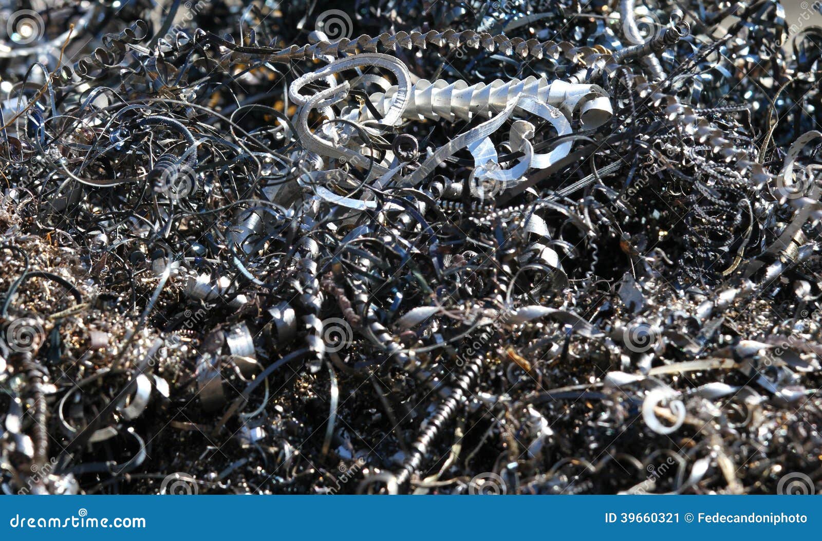 Chips and Curls of Ferrous Metal into Landfill for Recycling 3 Stock ...