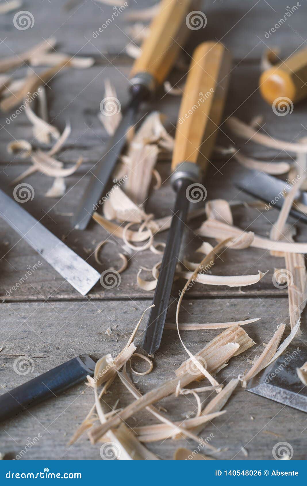 Chips, gouges and chisels stock photo. Image of equipment - 140548026