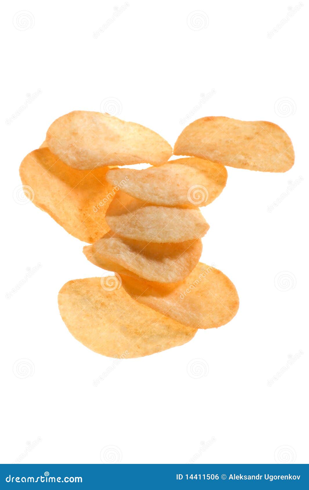 Chips Isolated on White Background Stock Photo - Image of crispy, fried ...