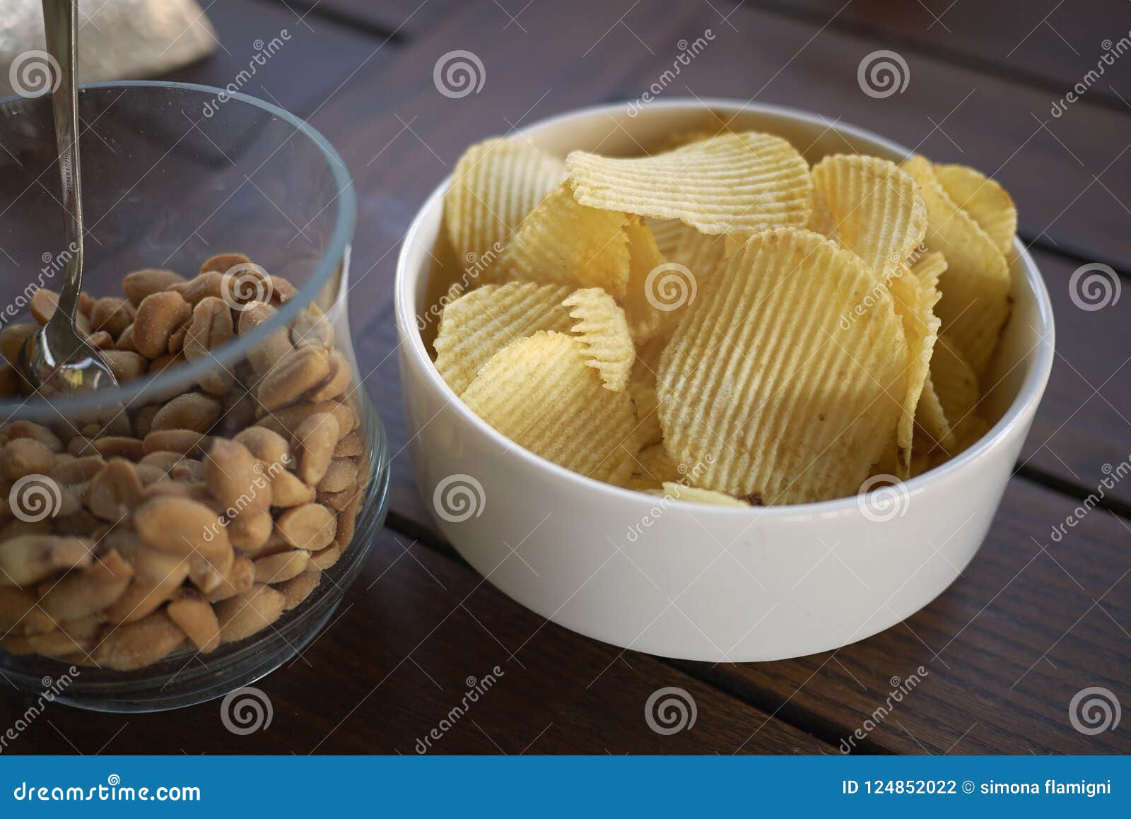 Chips and nuts stock photo. Image of italia, junk, organic - 124852022