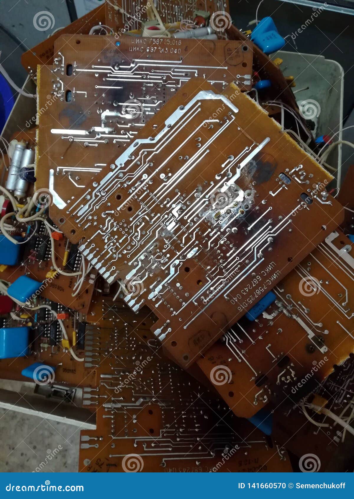 Chips from the Old Office Equipment Stock Photo - Image of transistor ...