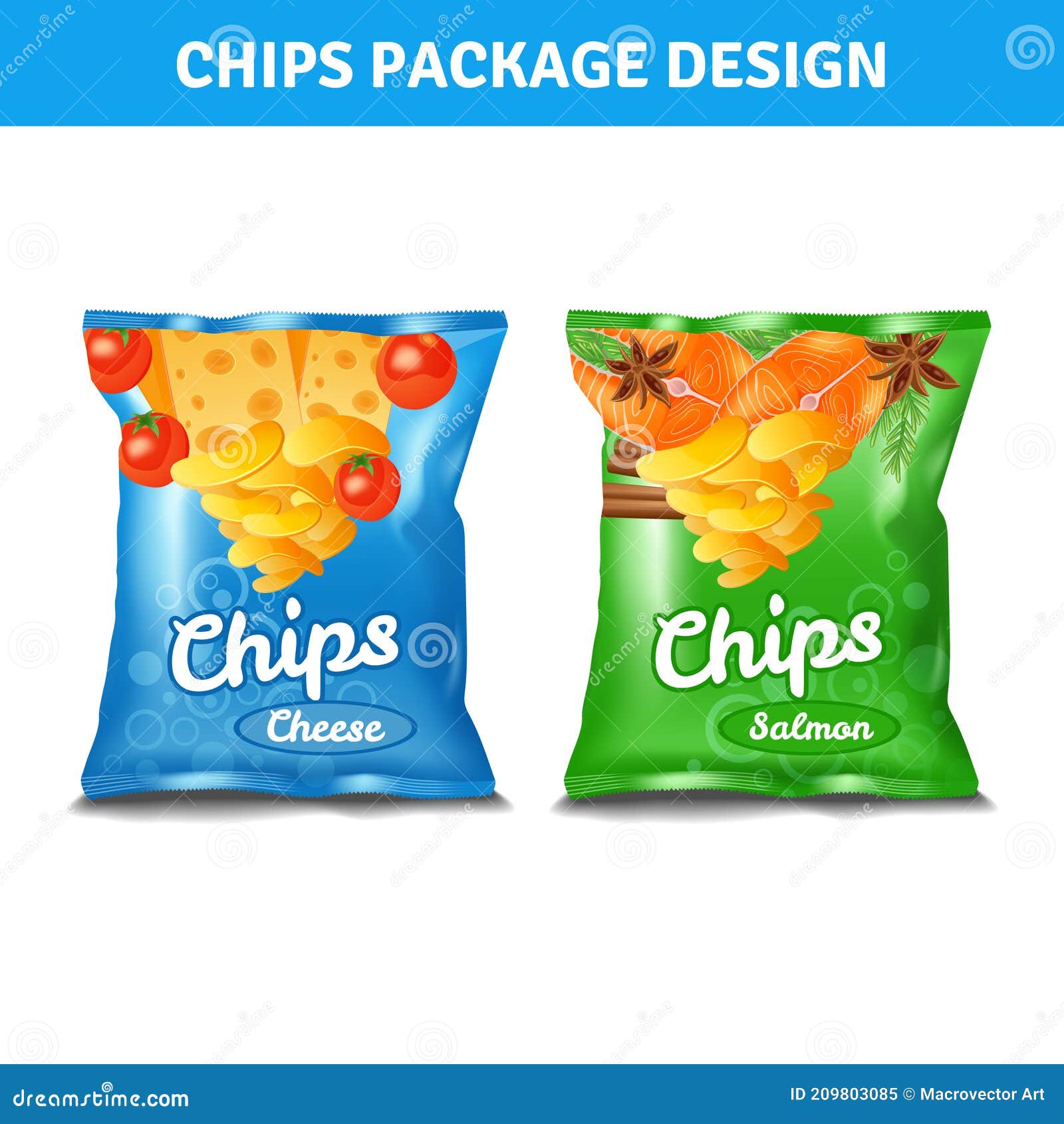 Chips Pack Design stock vector. Illustration of food - 209803085