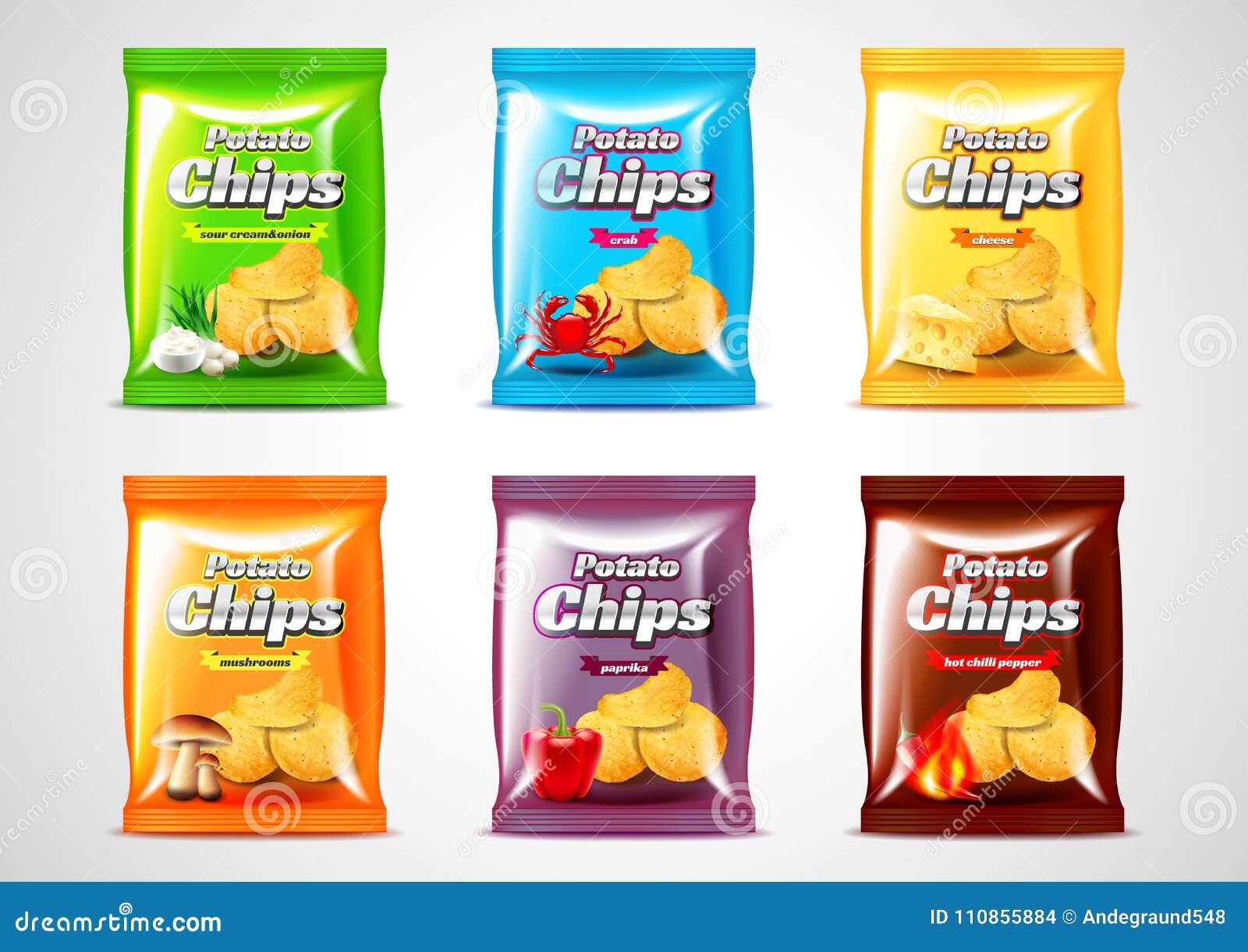 Chips Package Design, Photo Realistic Vector Set Stock Vector ...