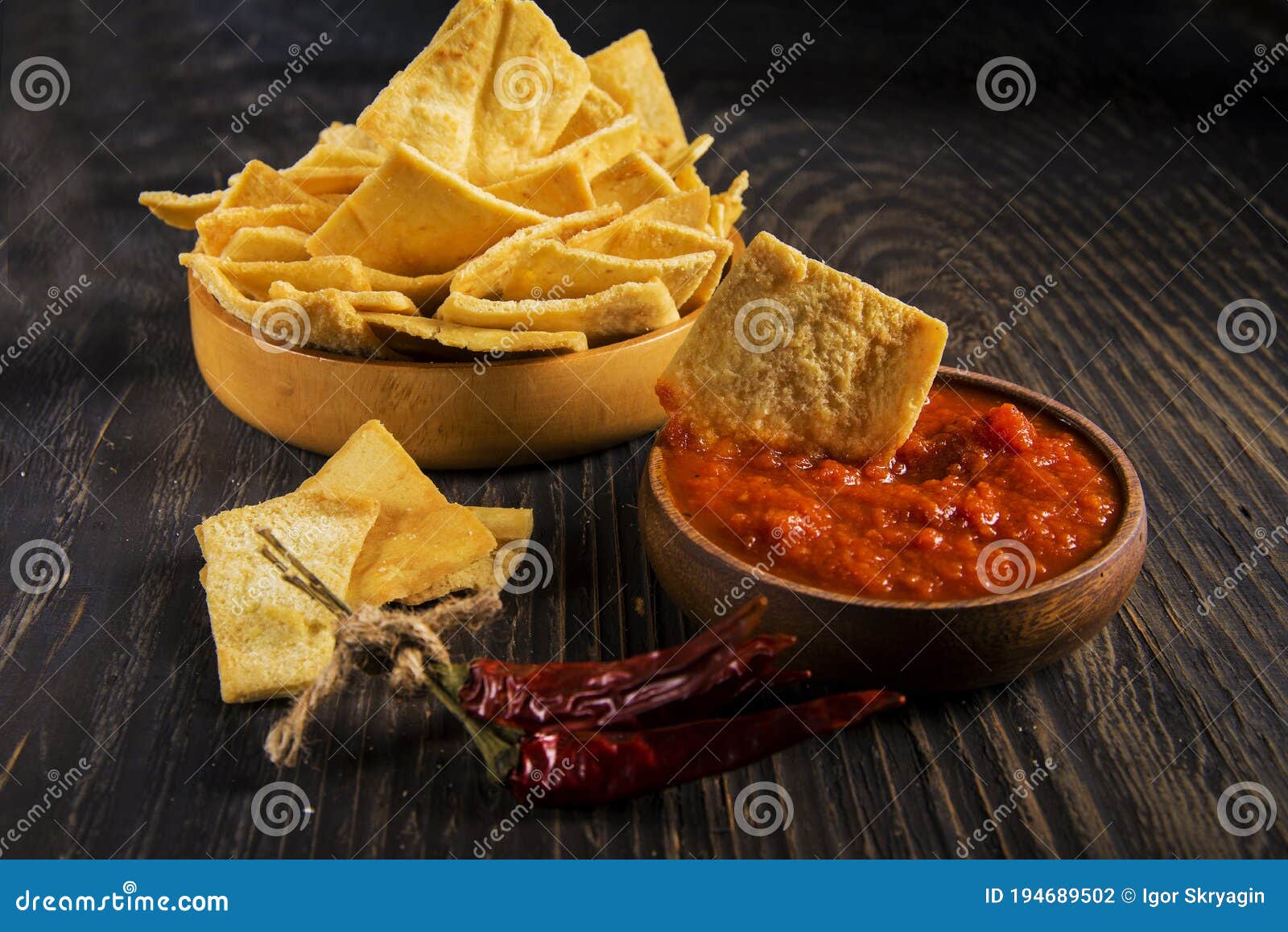 Chips and sauce close up stock photo. Image of pepper - 194689502