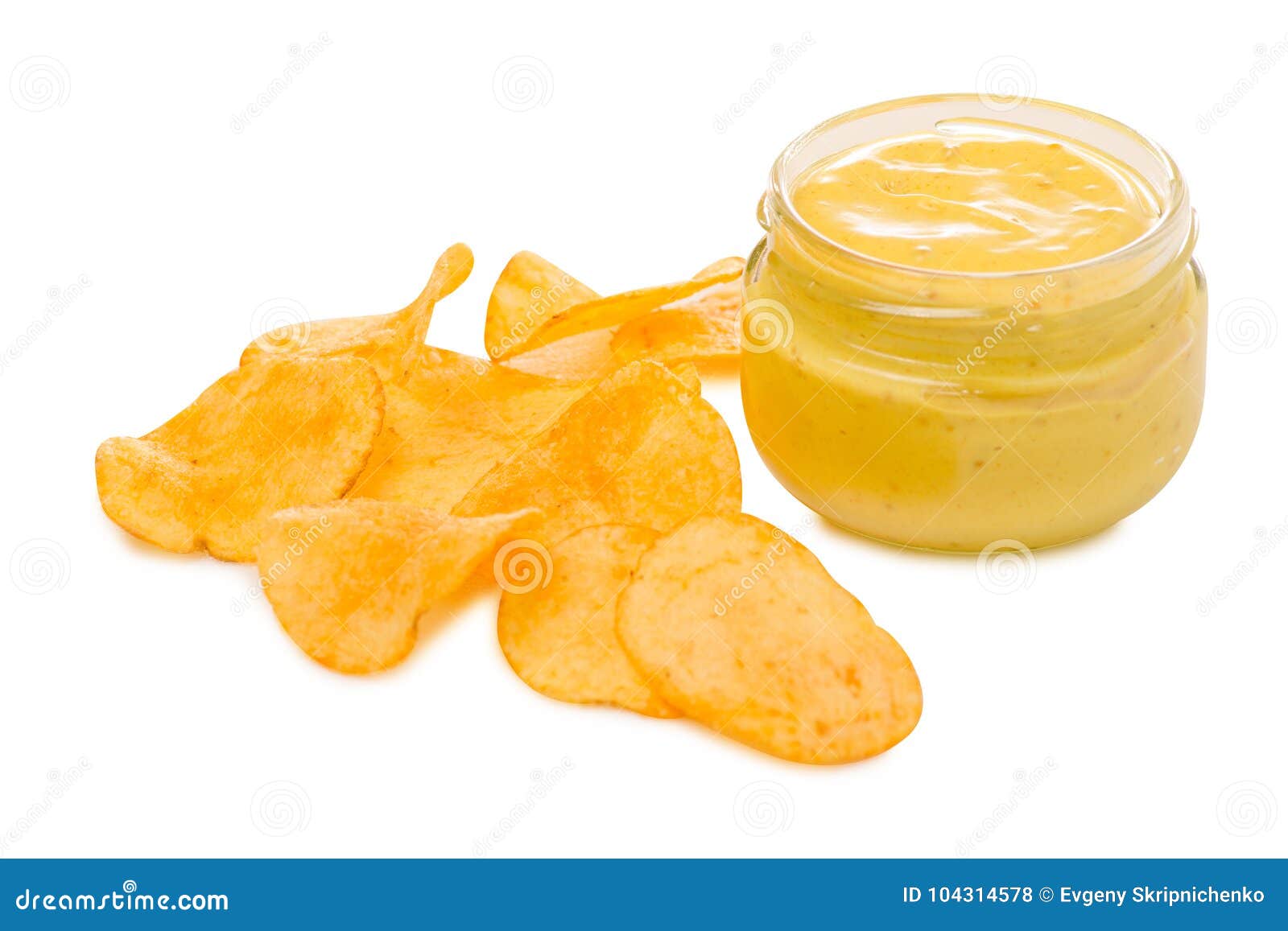 Chips and sauce isolated stock photo. Image of horizontal - 104314578