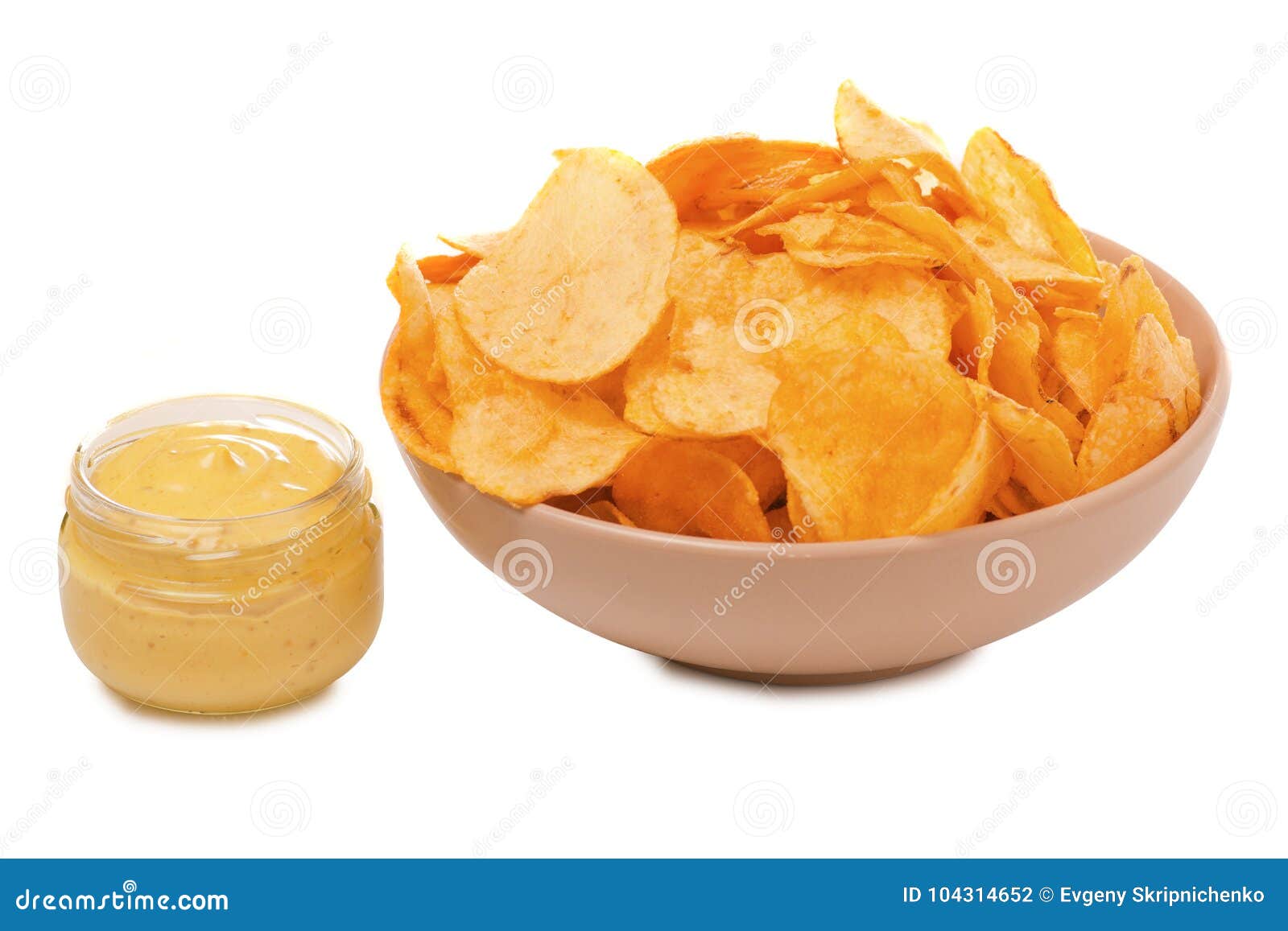 Chips and sauce isolated stock photo. Image of crunchy - 104314652