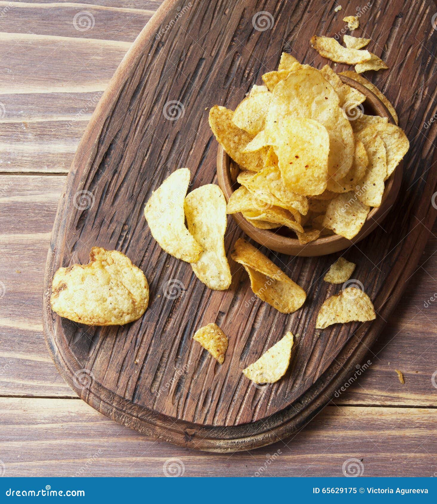 Chips in a Wooden Bowl on Table Stock Image - Image of guacamole ...