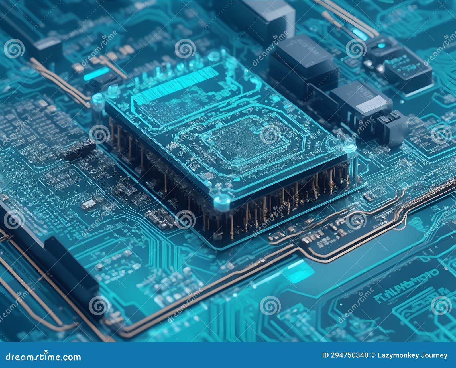Chipset on Circuit Board Working on Data Analysis in Futuristic Concept ...