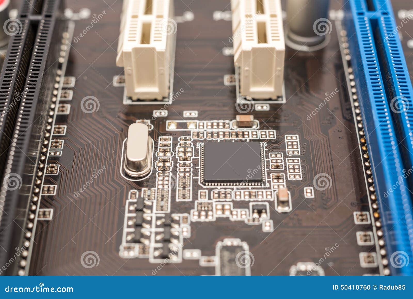 Chipset Circuit and PCI Slots on Motherboard Stock Photo - Image of ...
