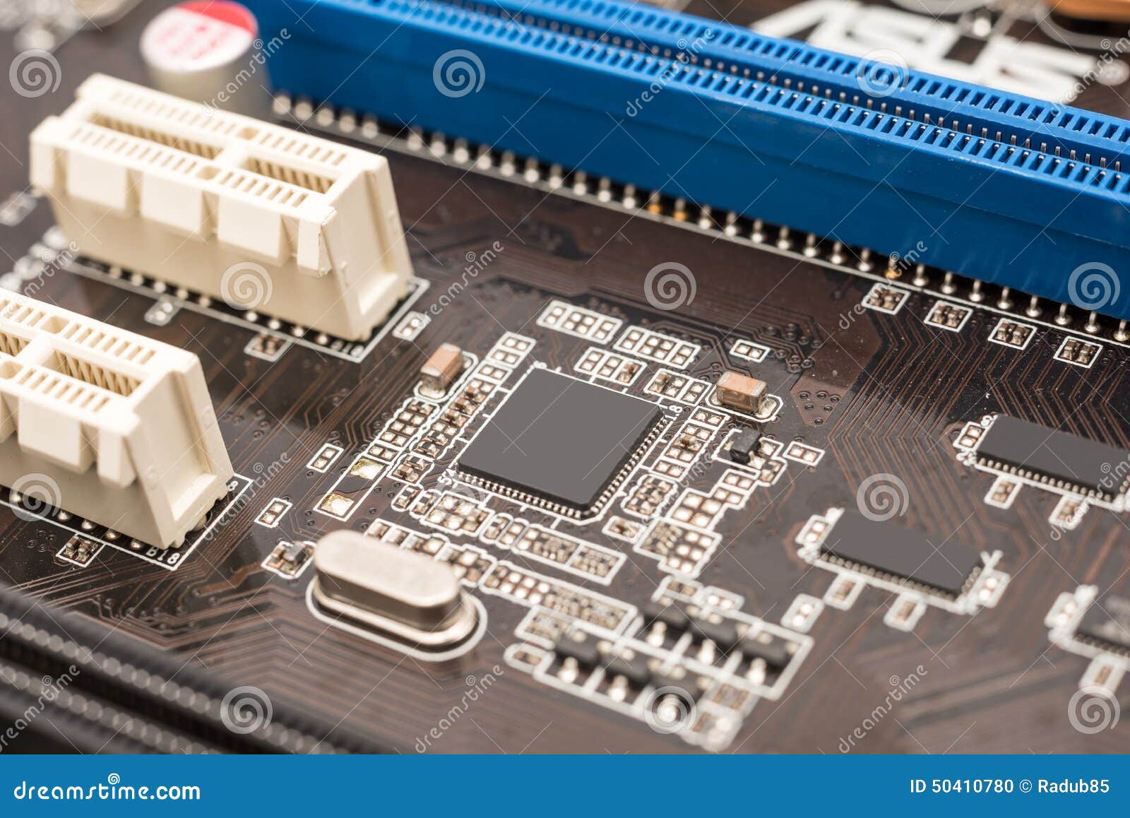 Chipset Circuit and PCI Slots on Motherboard Stock Photo - Image of ...