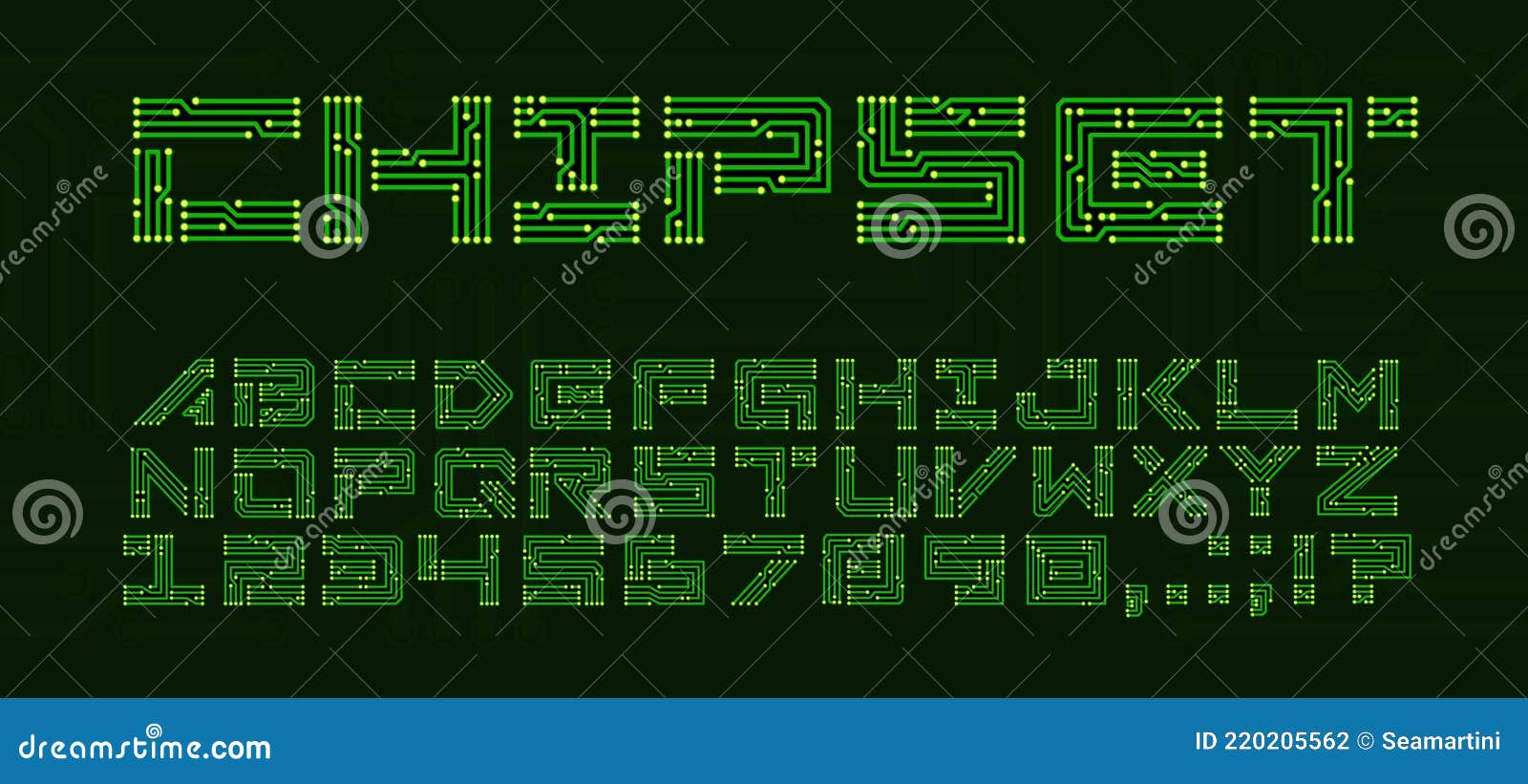 Chipset Font with Circuit Board Letter Stock Vector - Illustration of ...