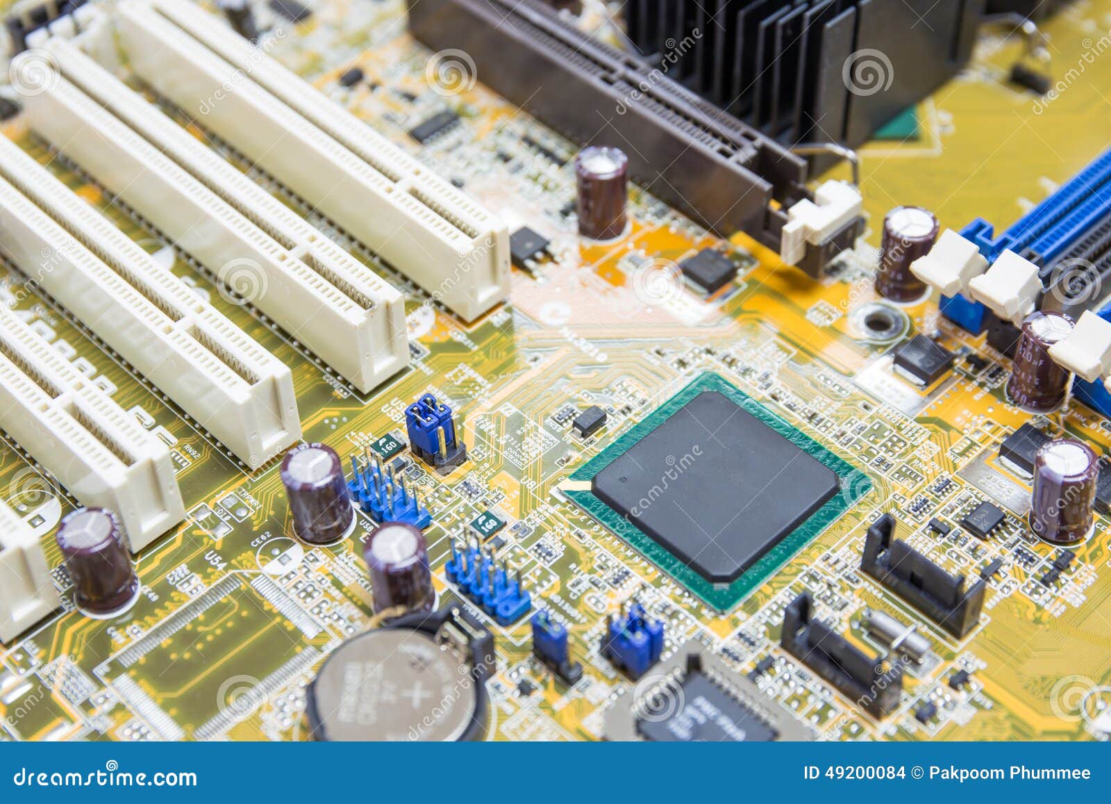 Chipset on mainboard pc stock photo. Image of memory - 49200084