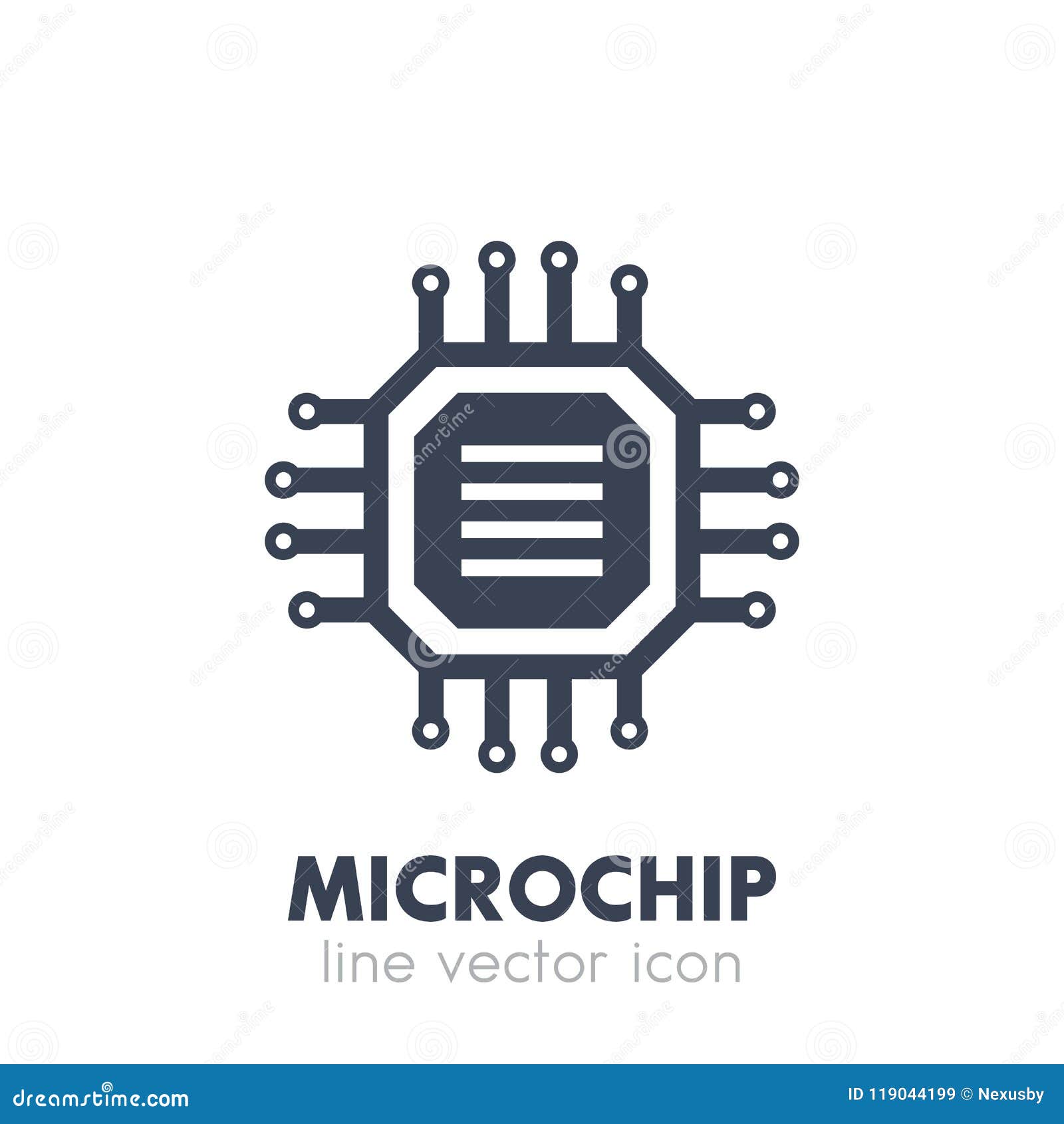 Chipset, Microchip Icon on White Stock Vector - Illustration of ...