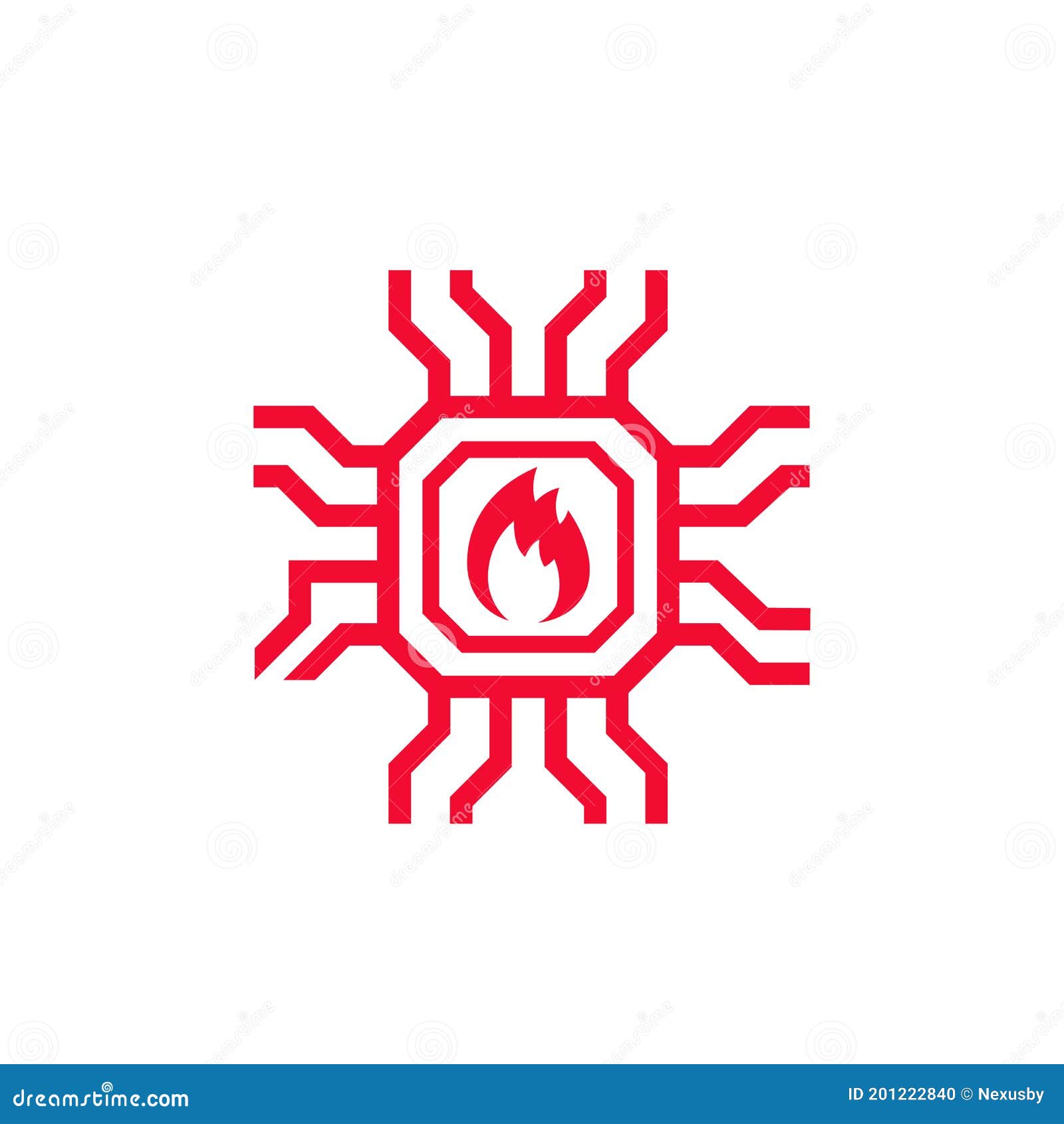 Chipset Overheating Icon on White Stock Vector - Illustration of ...