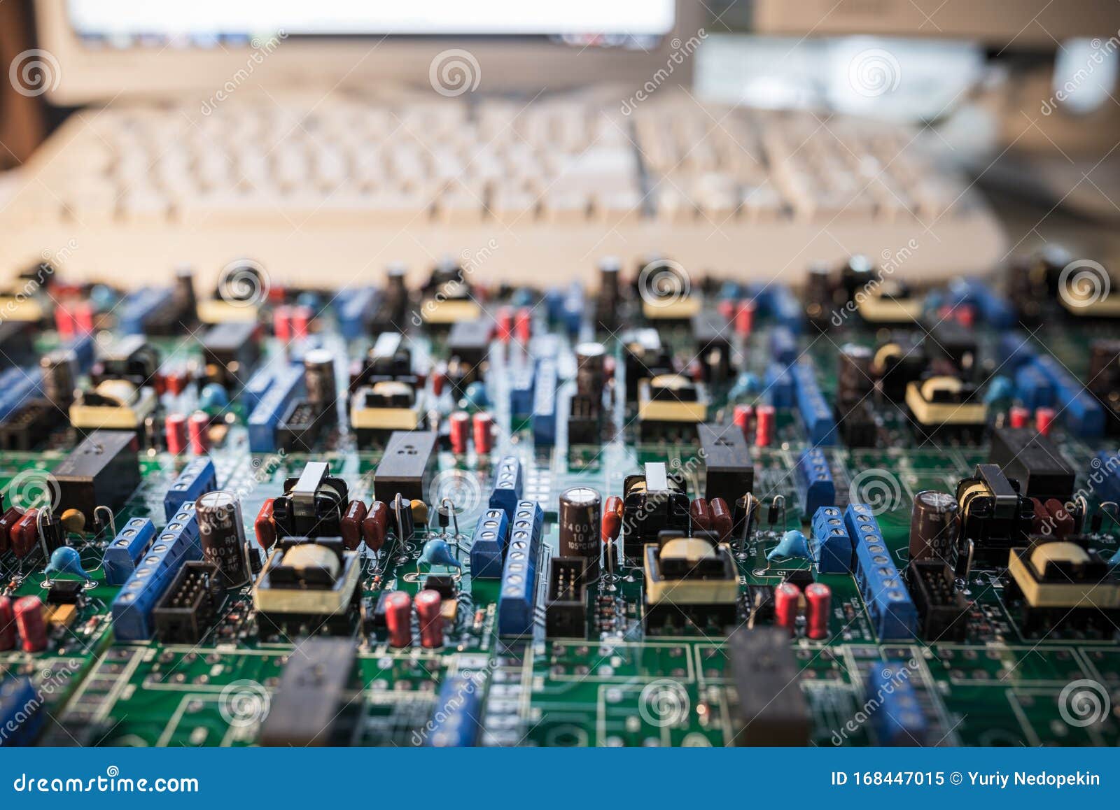 Chipset on Table with Computer Stock Image - Image of component ...
