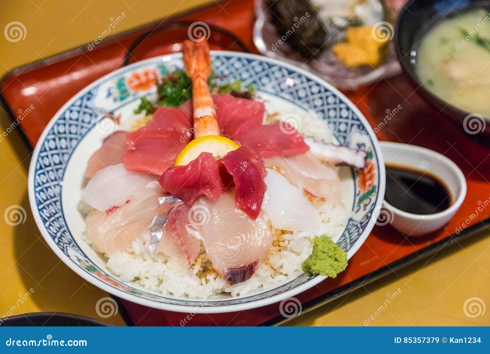 Chirashi Ju - Sashimi Rice Bowl Stock Image - Image of lunch, cuisine ...