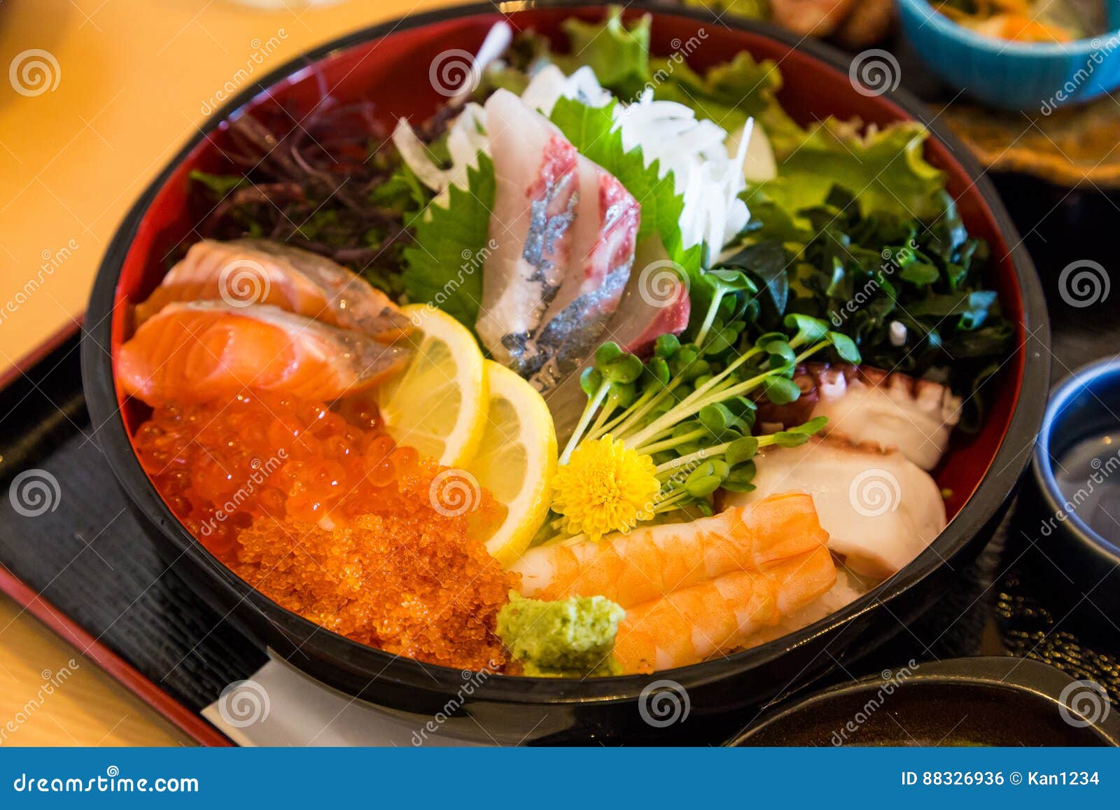 Chirashi Lunch Set - Mix Sashimi Over Rice Stock Photo - Image of ...