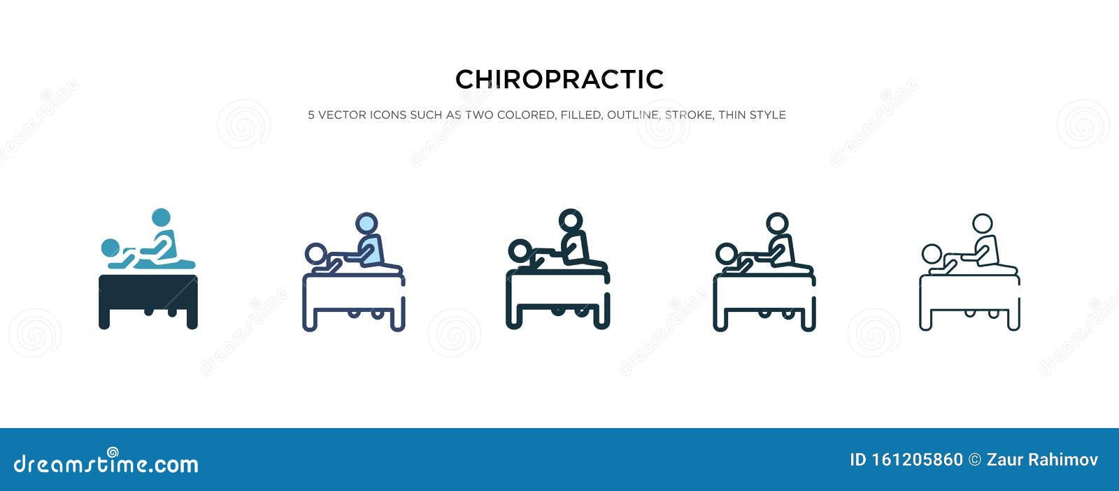 Chiropractic Icon in Different Style Vector Illustration. Two Colored and Black Chiropractic ...