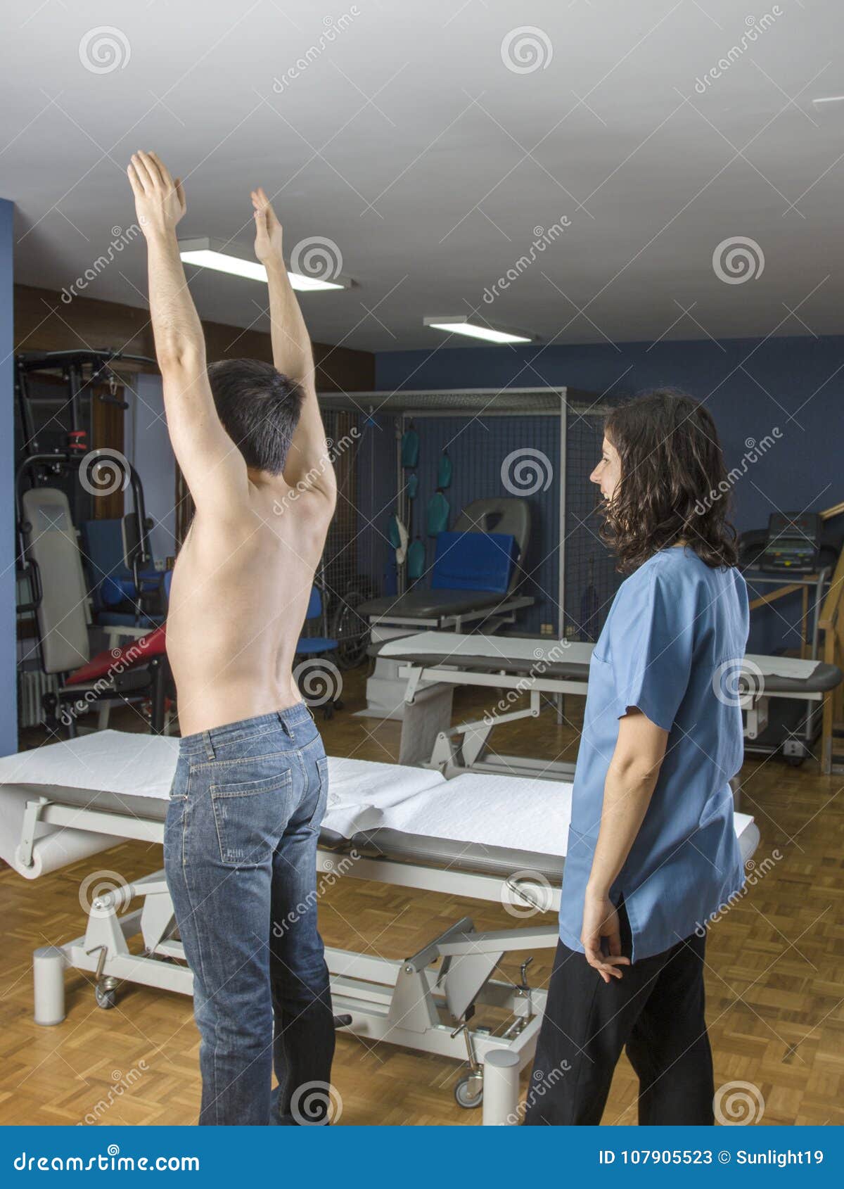 Chiropractor Doing a Visual Exploring, Static, Dynamic Position ...