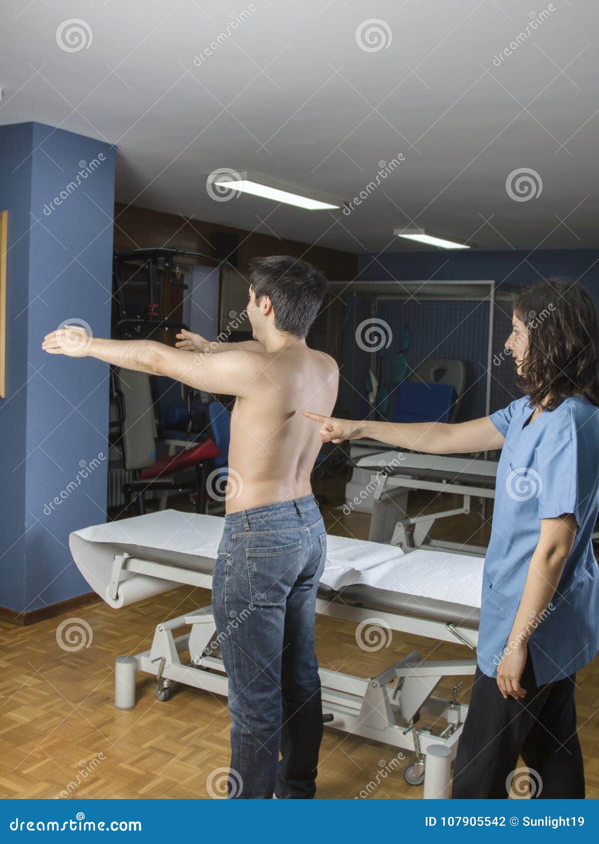 Chiropractor Doing a Visual Exploring, Static, Dynamic Position ...