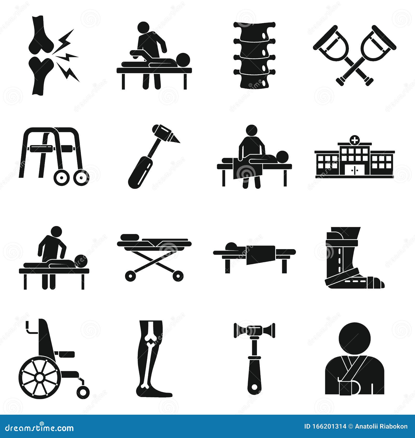 Chiropractor Icons Set, Simple Style Stock Vector - Illustration of ...