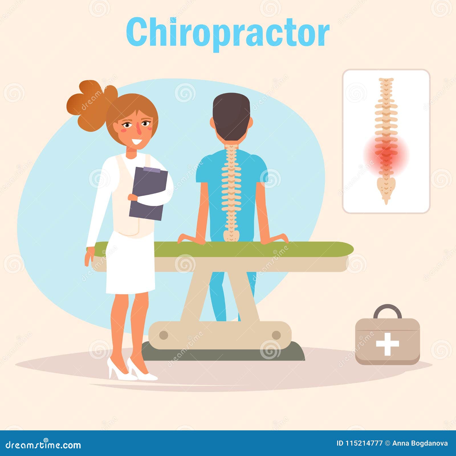 Chiropractor Vector Illustration Collection Set. Doctor, Therapist ...