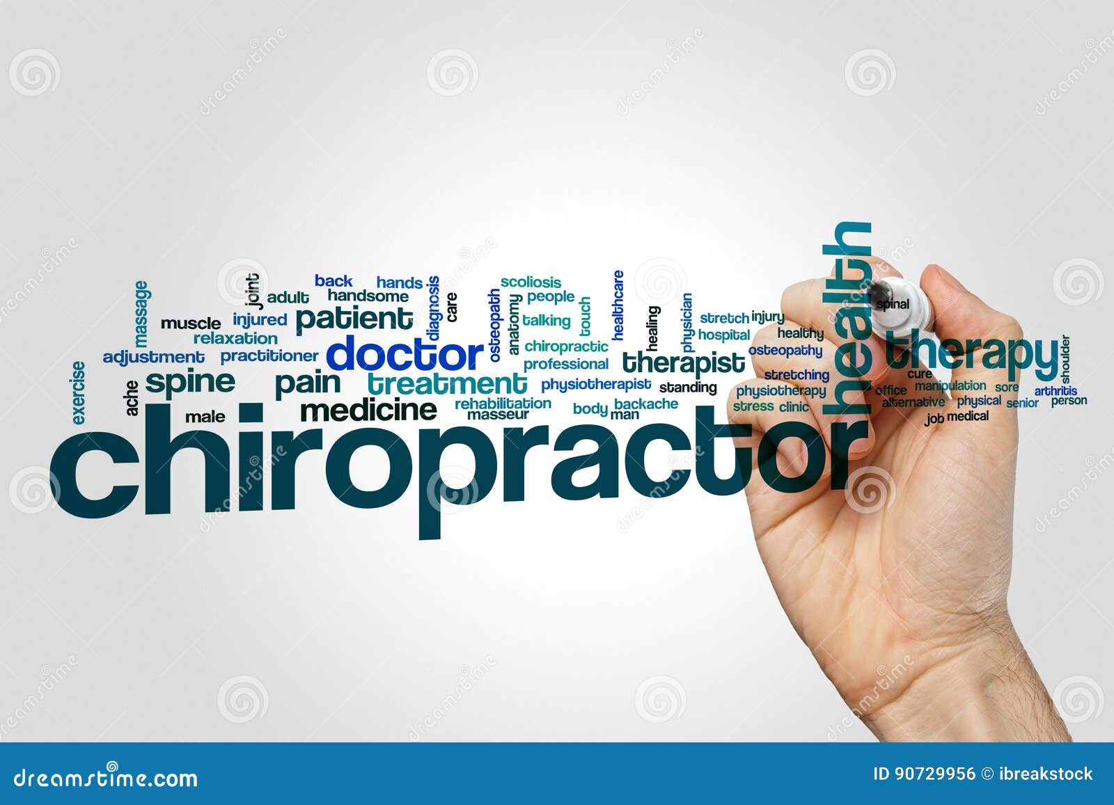 Chiropractor Word Cloud Concept on Grey Background Stock Photo - Image ...