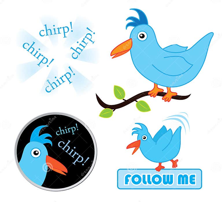 Chirping twitter birds stock illustration. Illustration of branch ...